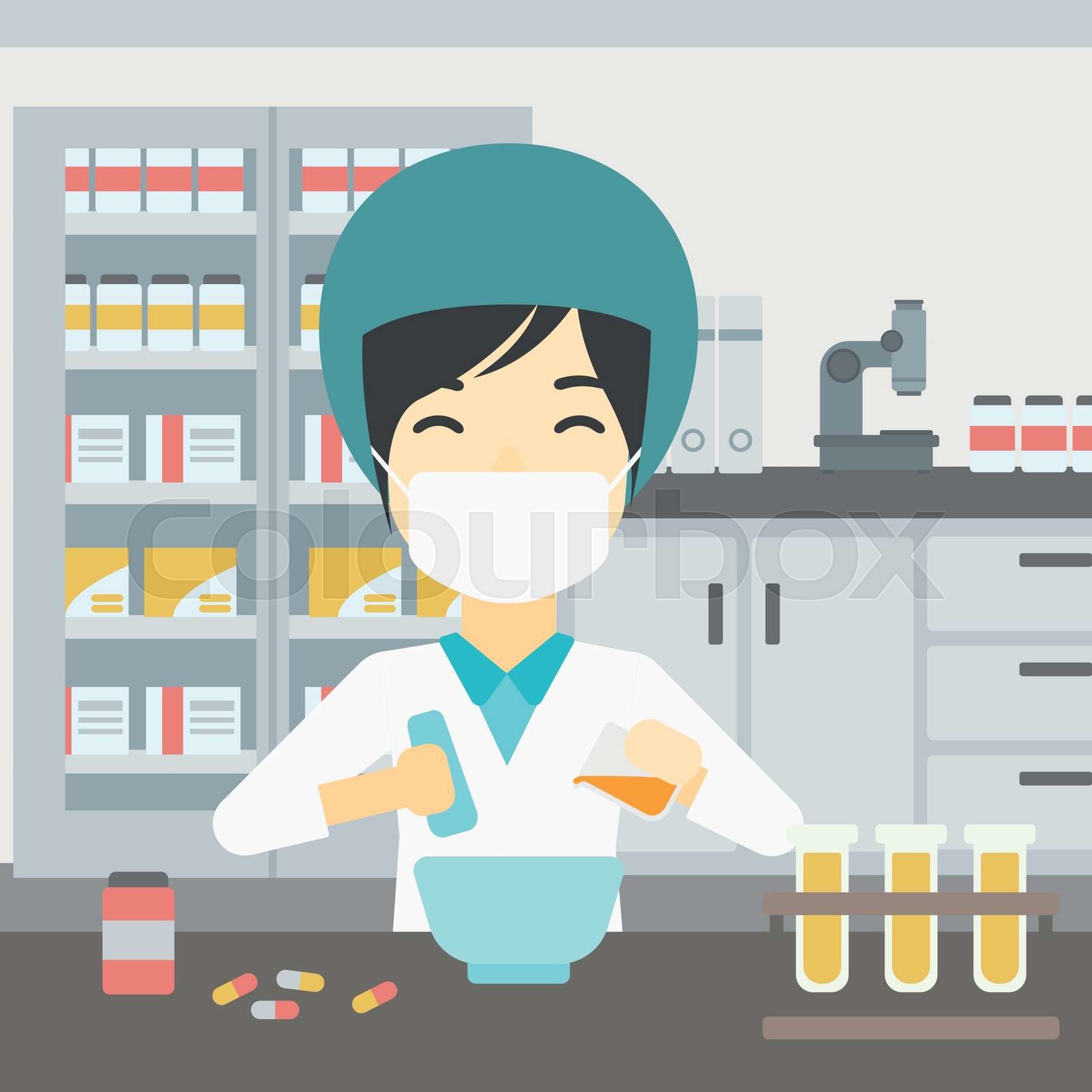 Pharmacist preparing medication. | Stock vector | Colourbox
