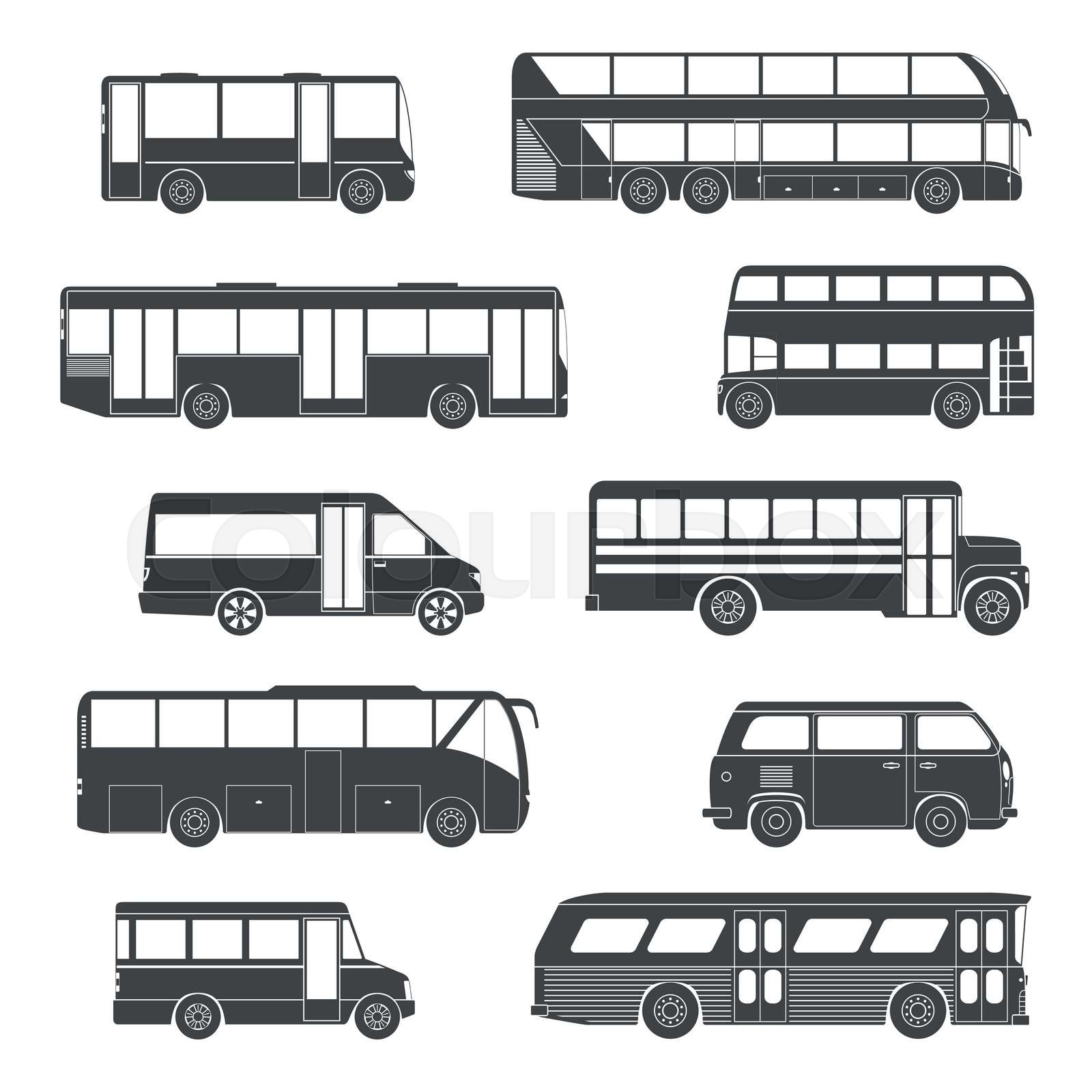 Passenger Bus Icons Black | Stock vector | Colourbox