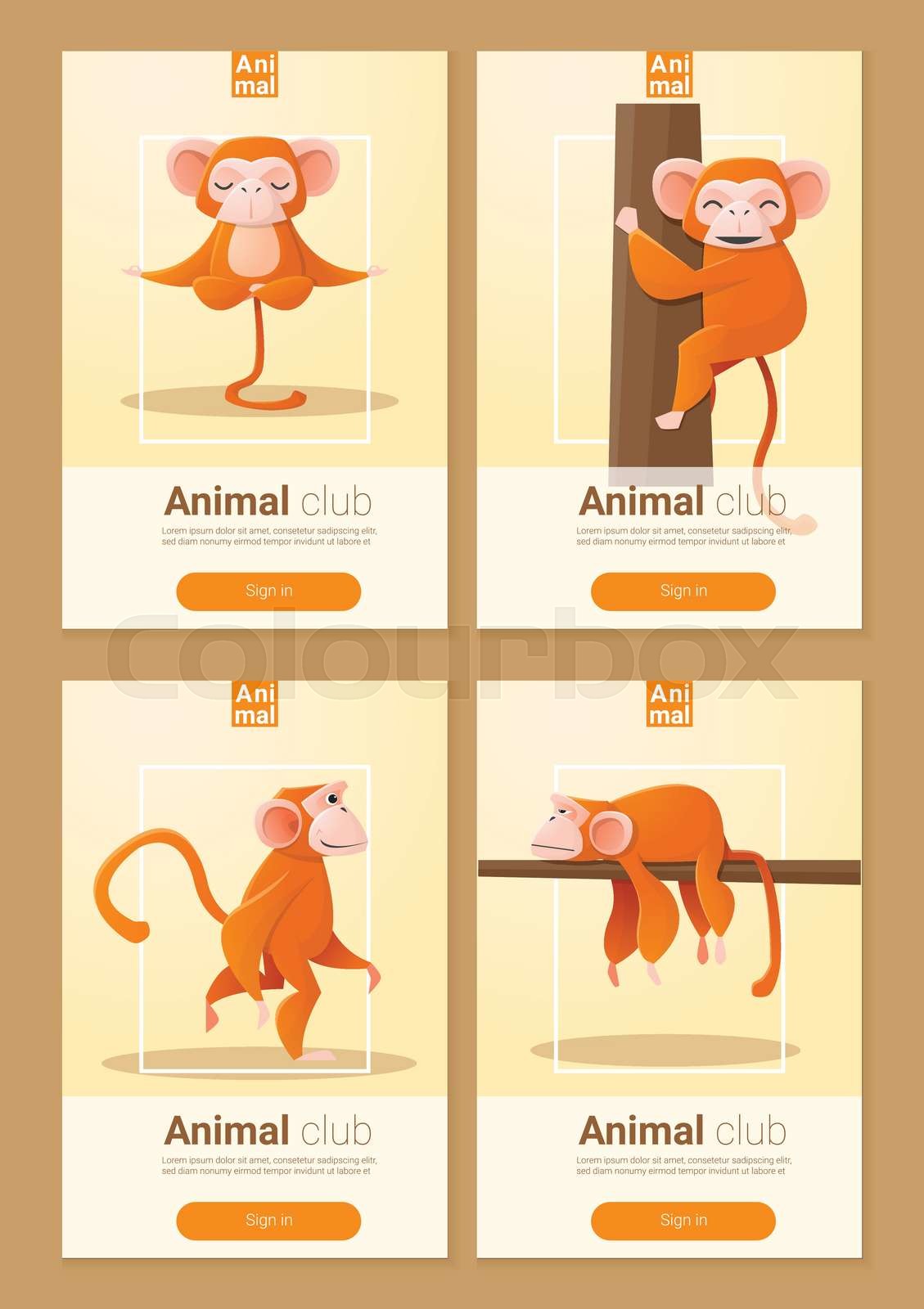 Animal banner with Monkeys for web design 2 | Stock vector | Colourbox