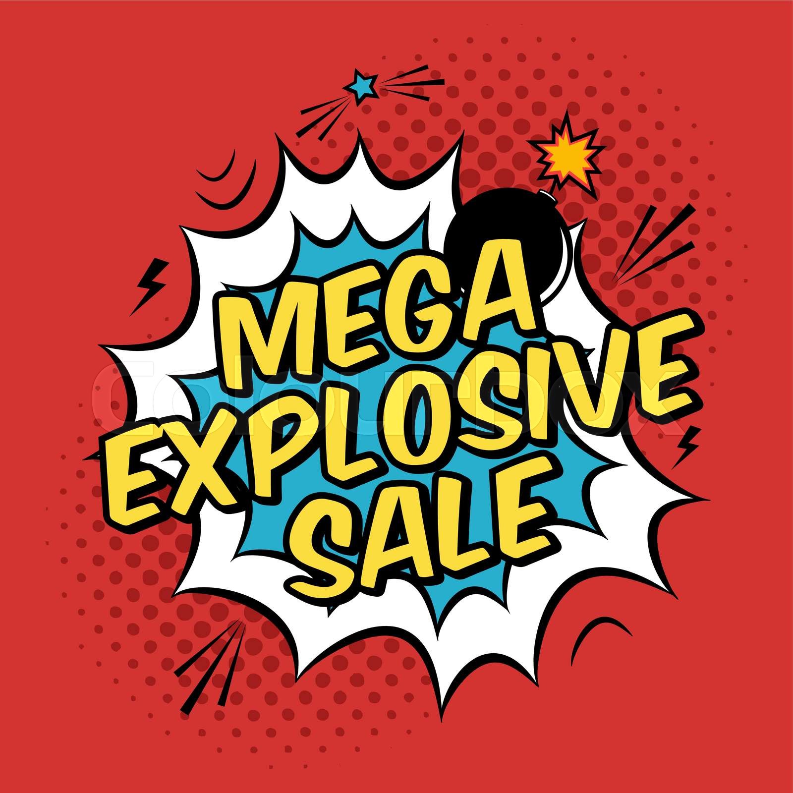 Illustration with mega explosive sale discount | Stock vector | Colourbox