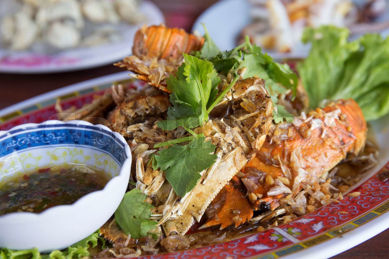 Deep fried crayfish with garlic and pepper | Stock image | Colourbox