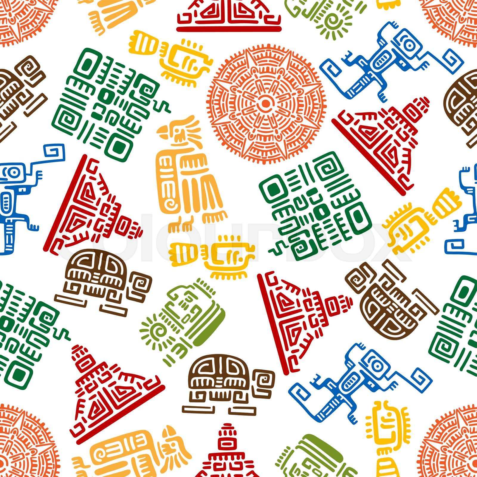Seamless pattern of mayan and aztec ornament | Stock vector | Colourbox