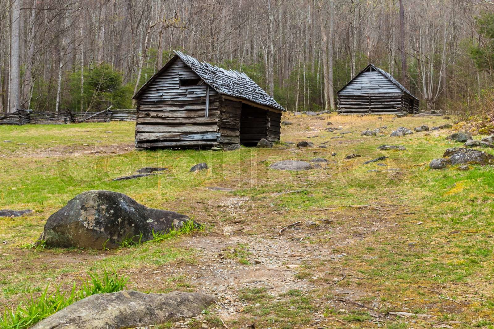 Old historic log cabins | Stock image | Colourbox