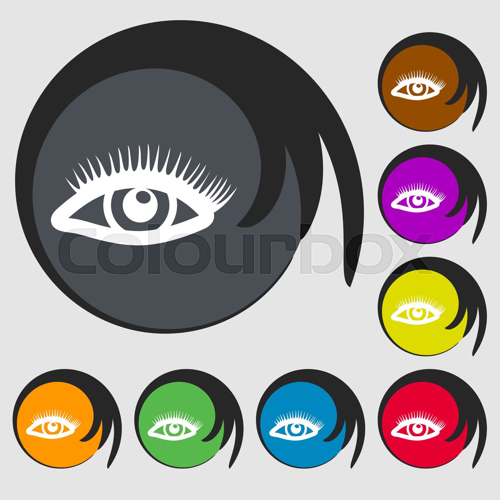 eyelashes sign icon. Symbols on eight colored buttons. Vector | Stock ...