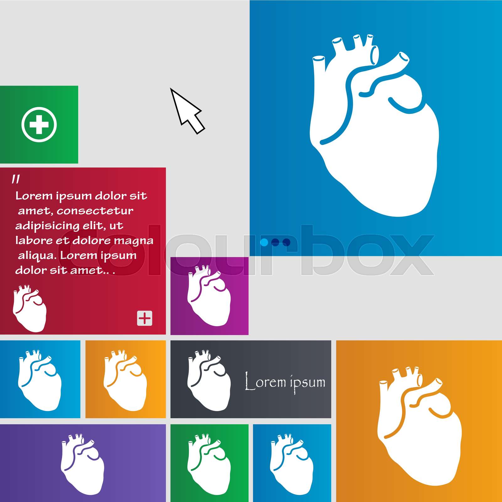 Human heart icon sign. buttons. Modern interface website buttons with cursor pointer. Vector ...