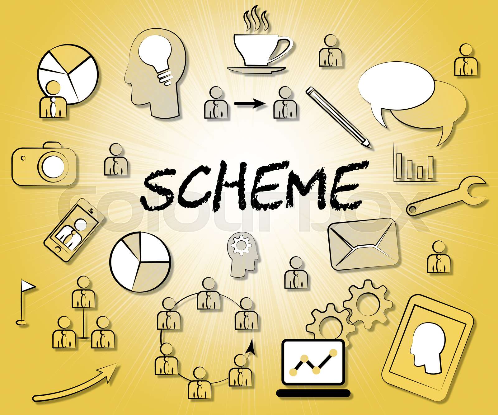 Scheme Icons Shows Tactic Schemes And Systems | Stock image | Colourbox