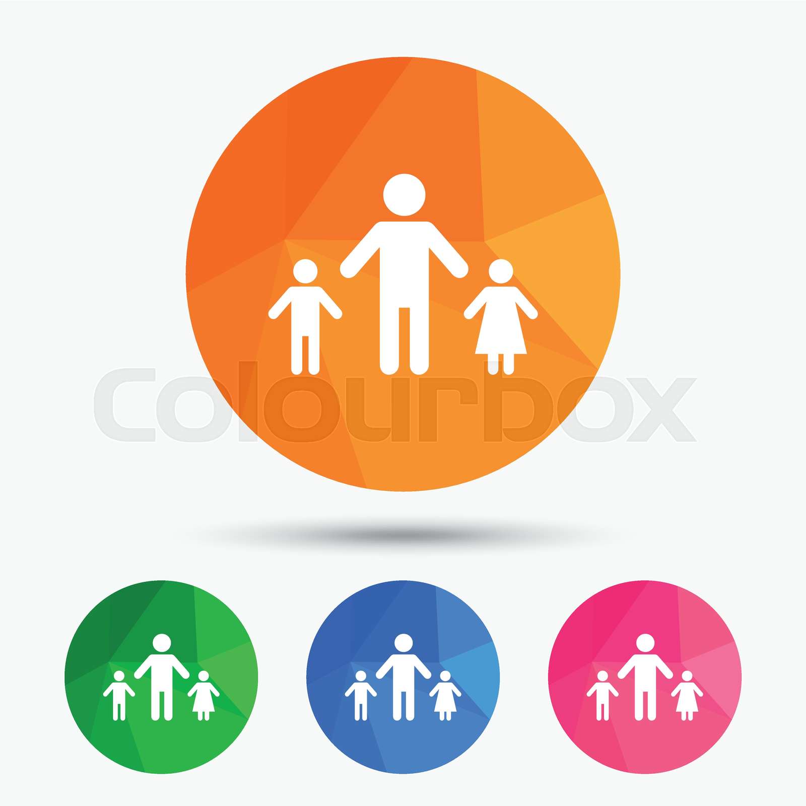 One-parent family with two children sign icon. | Stock vector | Colourbox