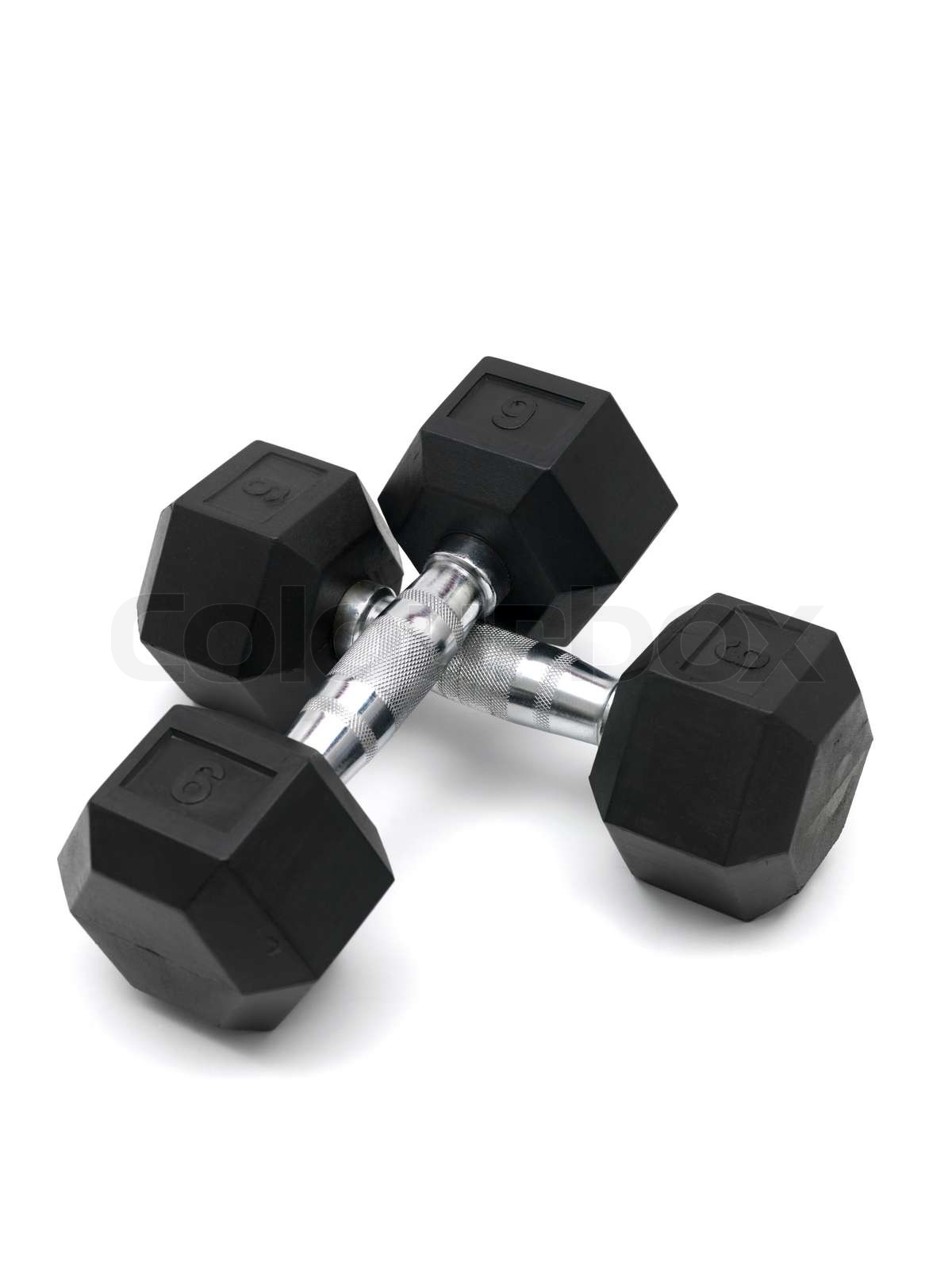 Hand weights isolated against a white background | Stock image | Colourbox