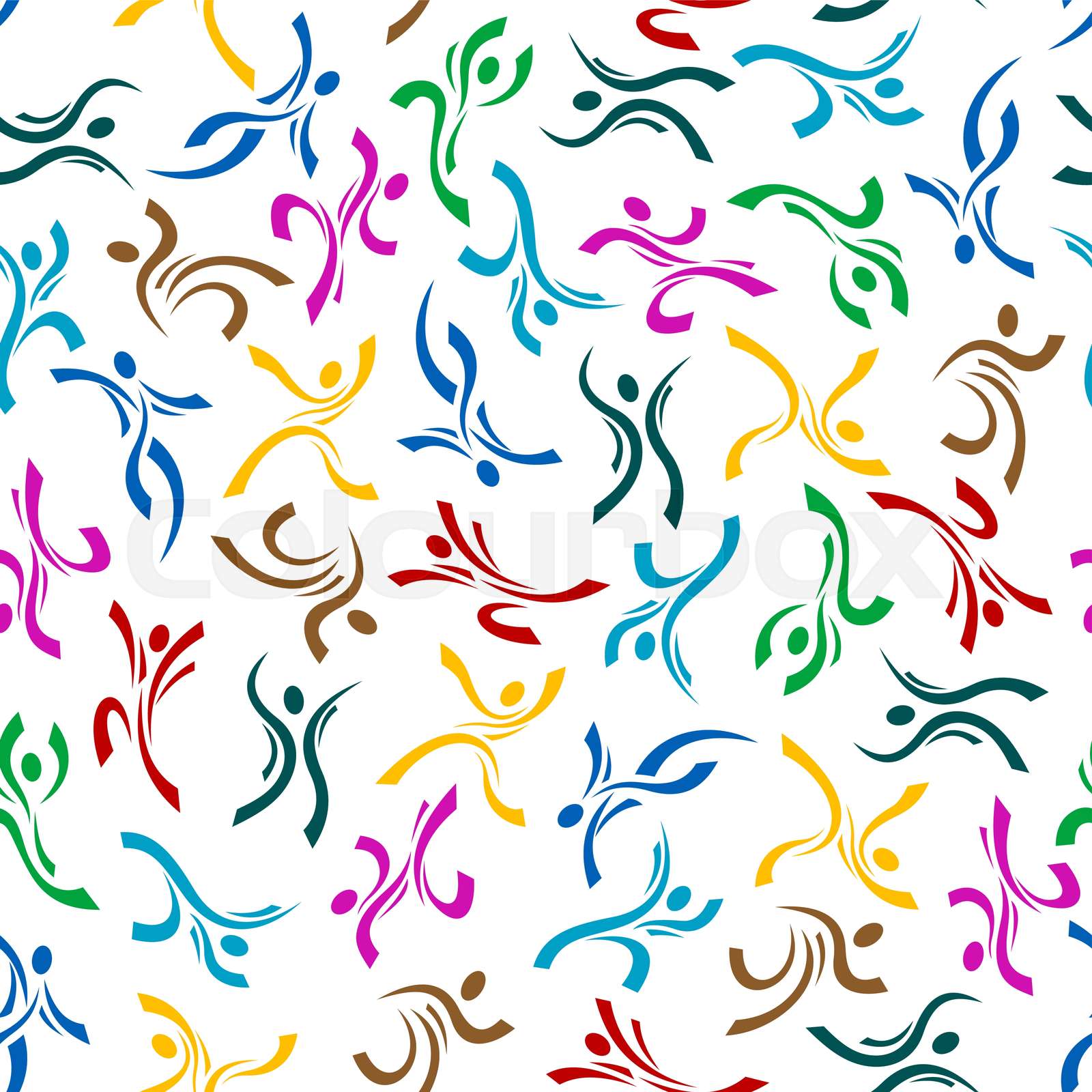 Seamless pattern of stylized human body icons | Stock vector | Colourbox