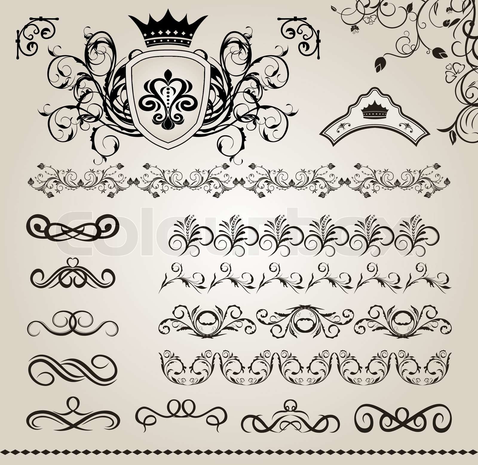 Illustration set floral ornate design elements (5) - vector | Stock ...
