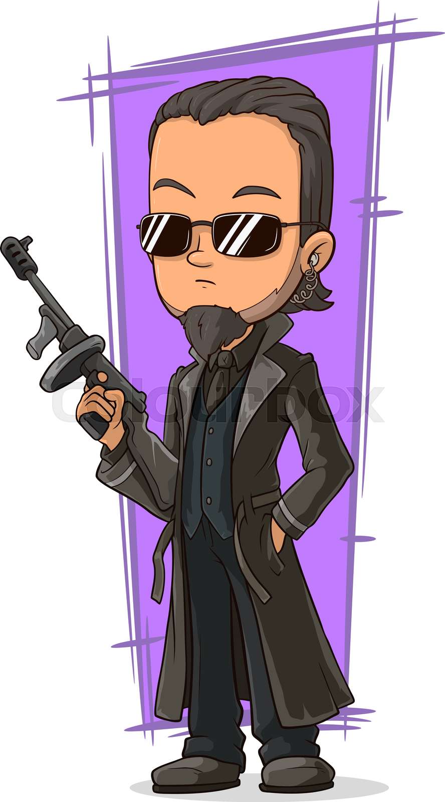 Cartoon cool killer with gun | Stock vector | Colourbox