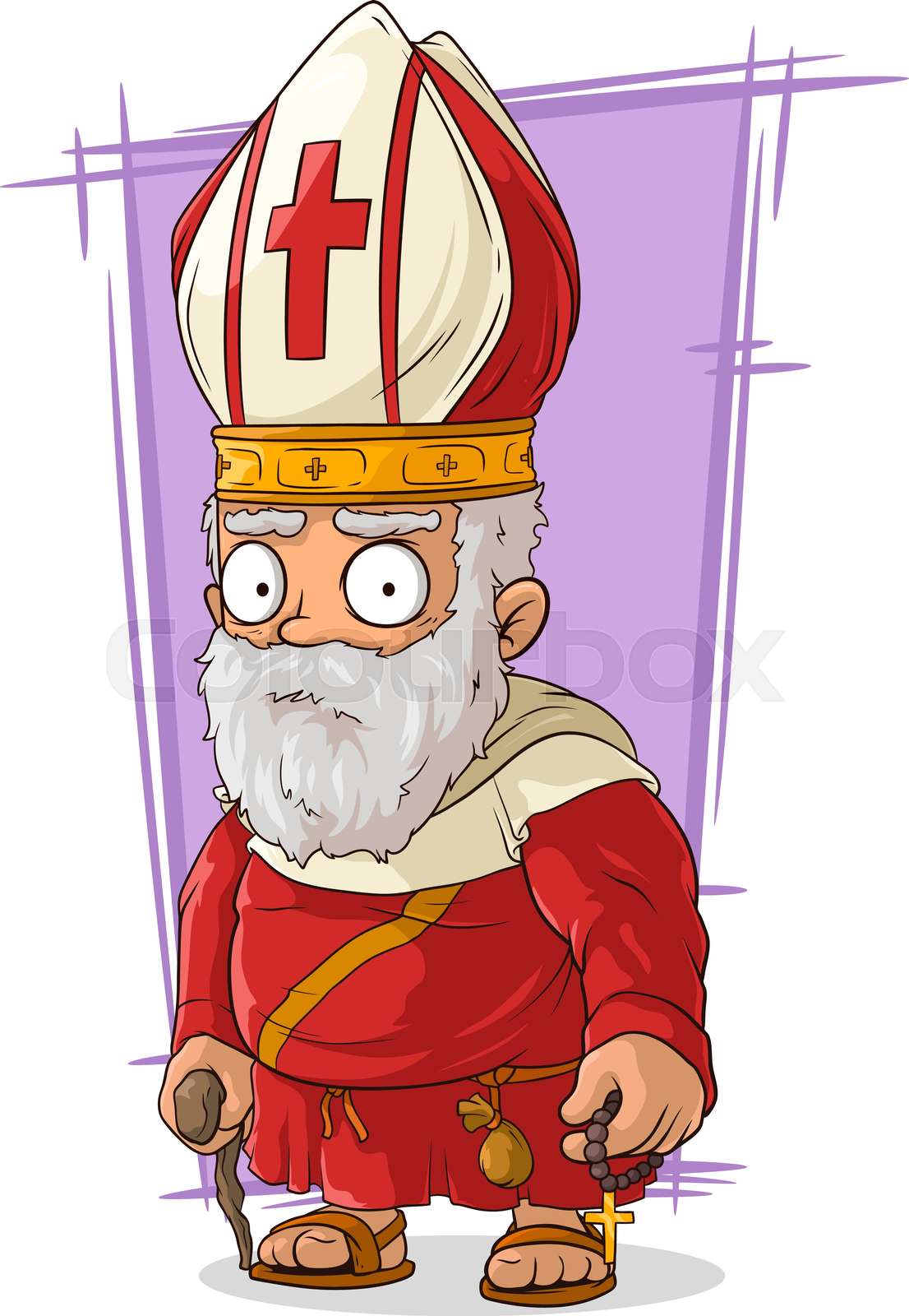 Cartoon old Catholic priest with rosary | Stock vector | Colourbox