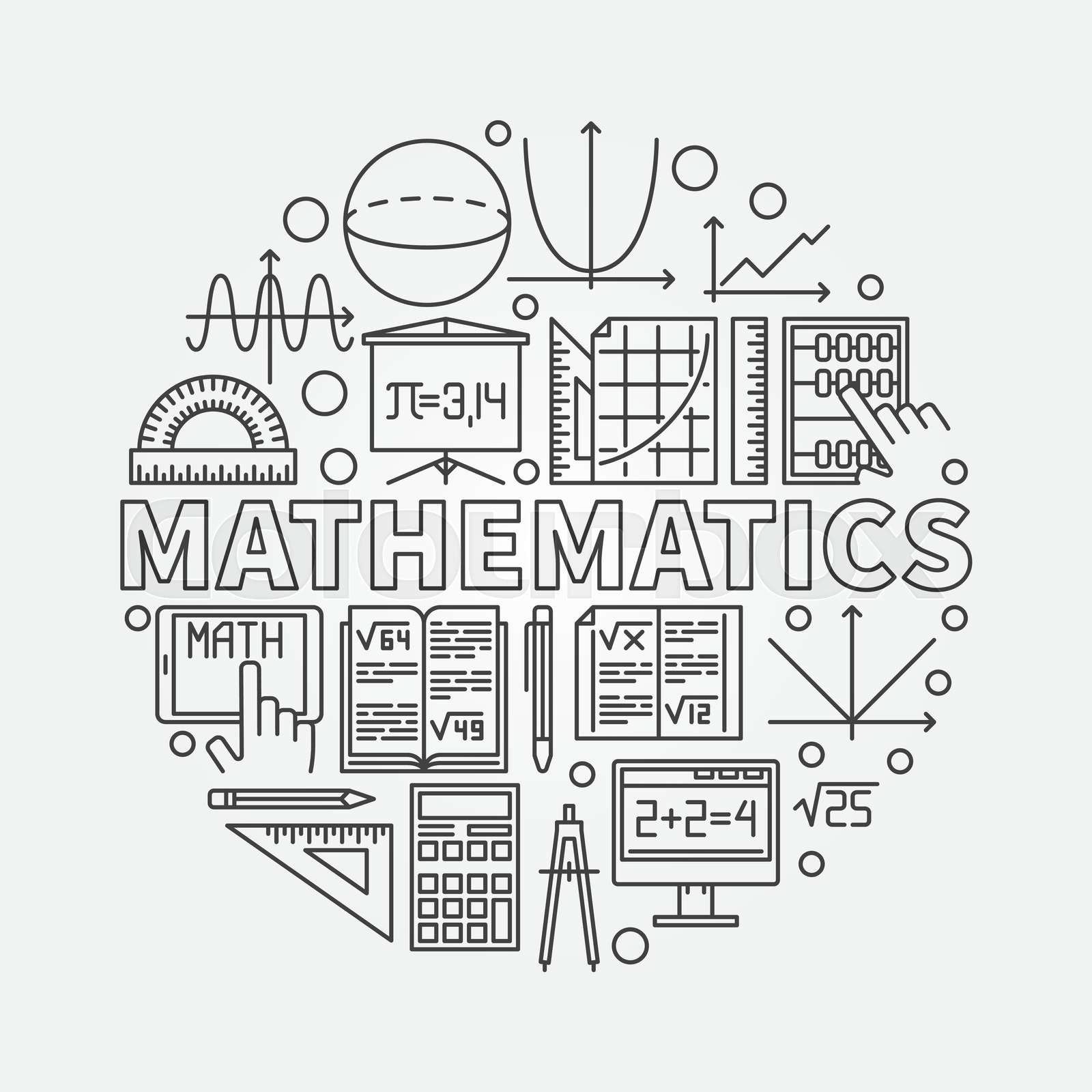 Mathematics round illustration | Stock vector | Colourbox