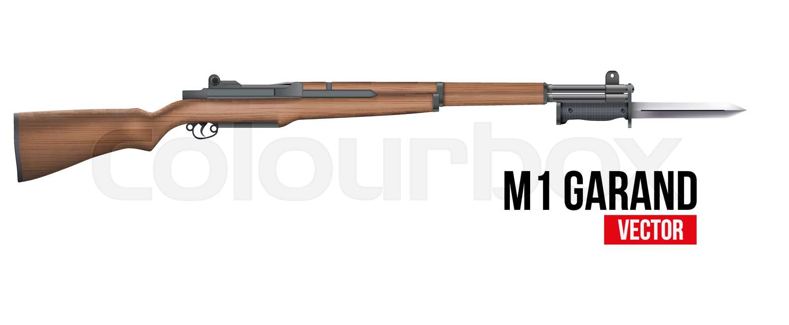 Rifle M1 Garand with knife bayonet Vector | Stock vector | Colourbox