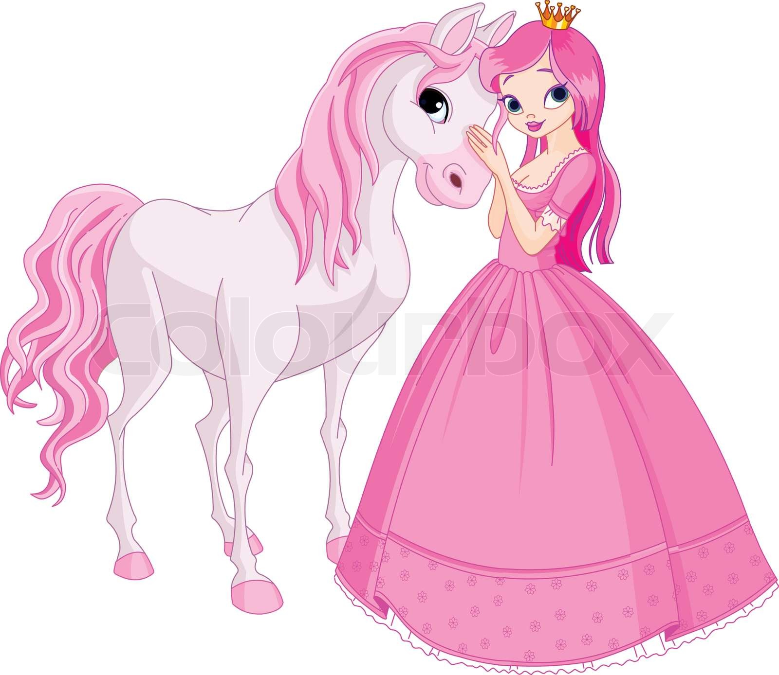 The Beautiful princess and her cute horse | Stock vector | Colourbox