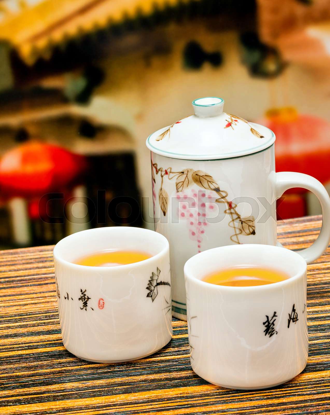 Outdoor Tea Break Represents Restaurant Teacup And Beverage | Stock ...