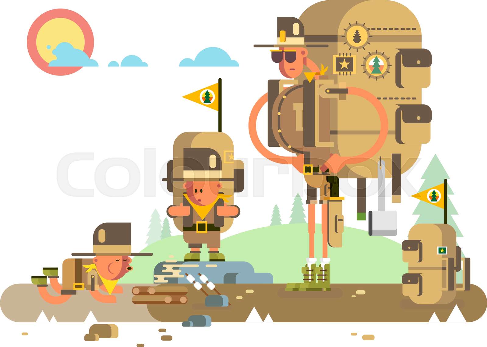 Group scout cartoon | Stock vector | Colourbox
