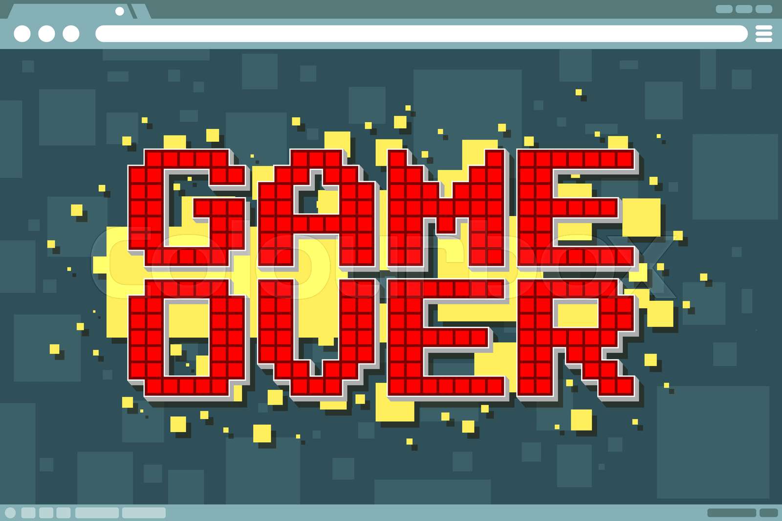Pixel computer game over screen on display | Stock vector | Colourbox