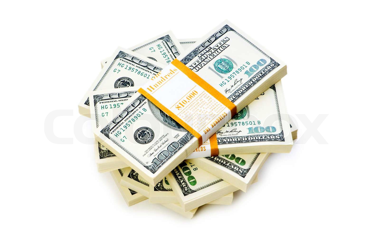 Stack of dollars isolated on the white | Stock image | Colourbox