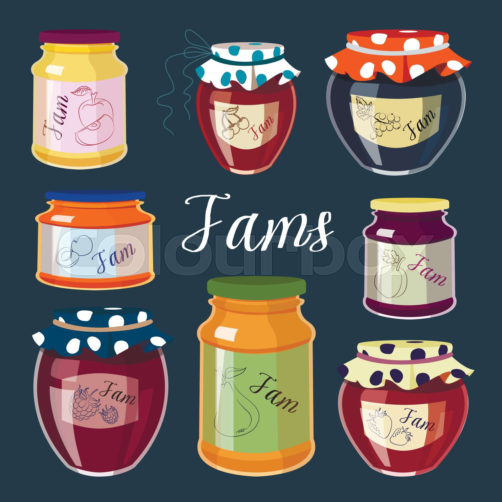 Fruit Jam set | Stock vector | Colourbox