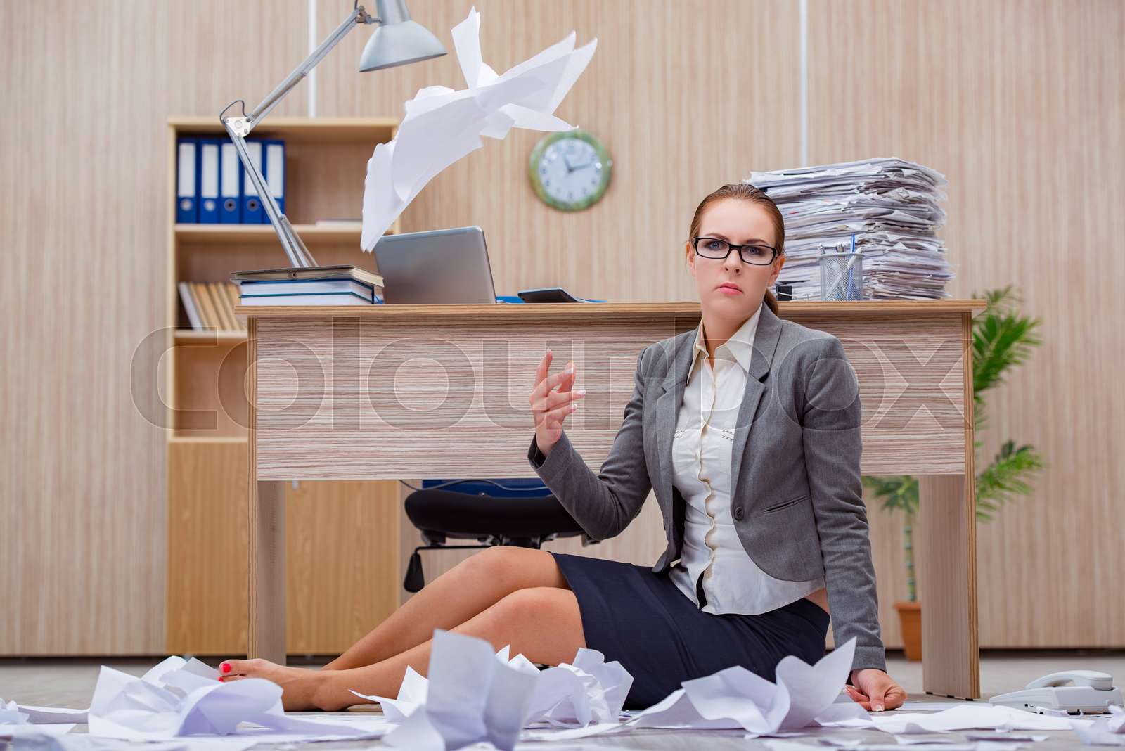 Busy stressful woman secretary under stress in the office | Stock image ...
