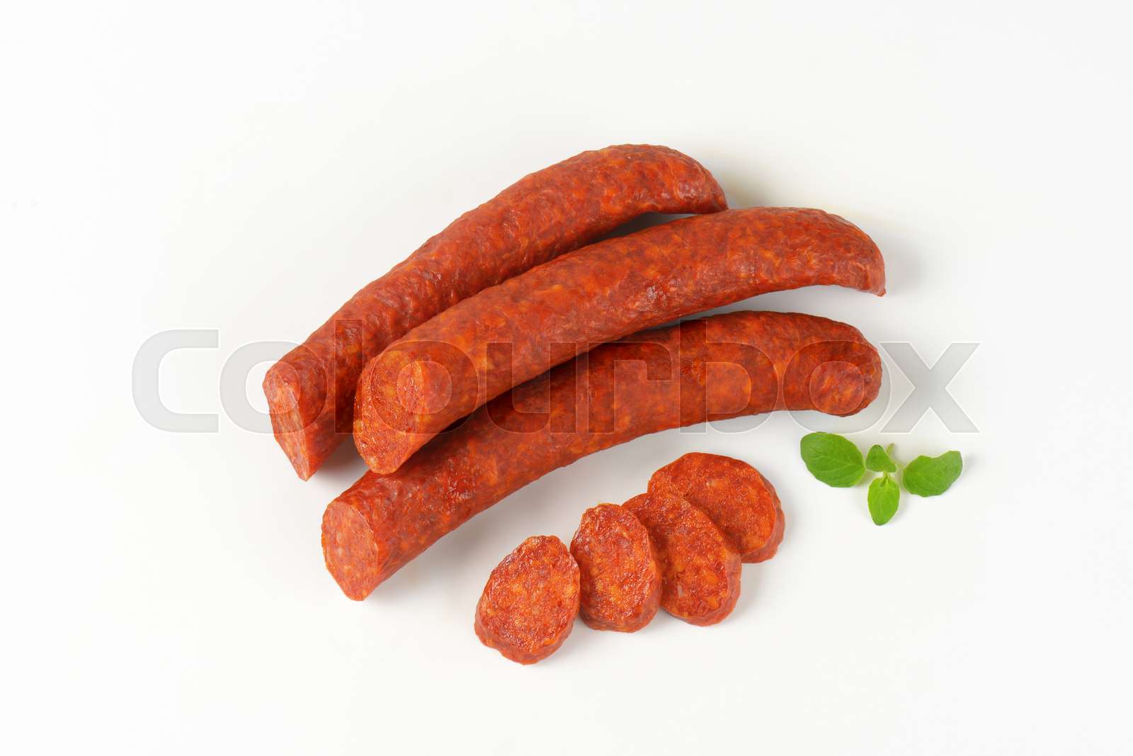 Spicy smoked Hungarian sausages | Stock image | Colourbox