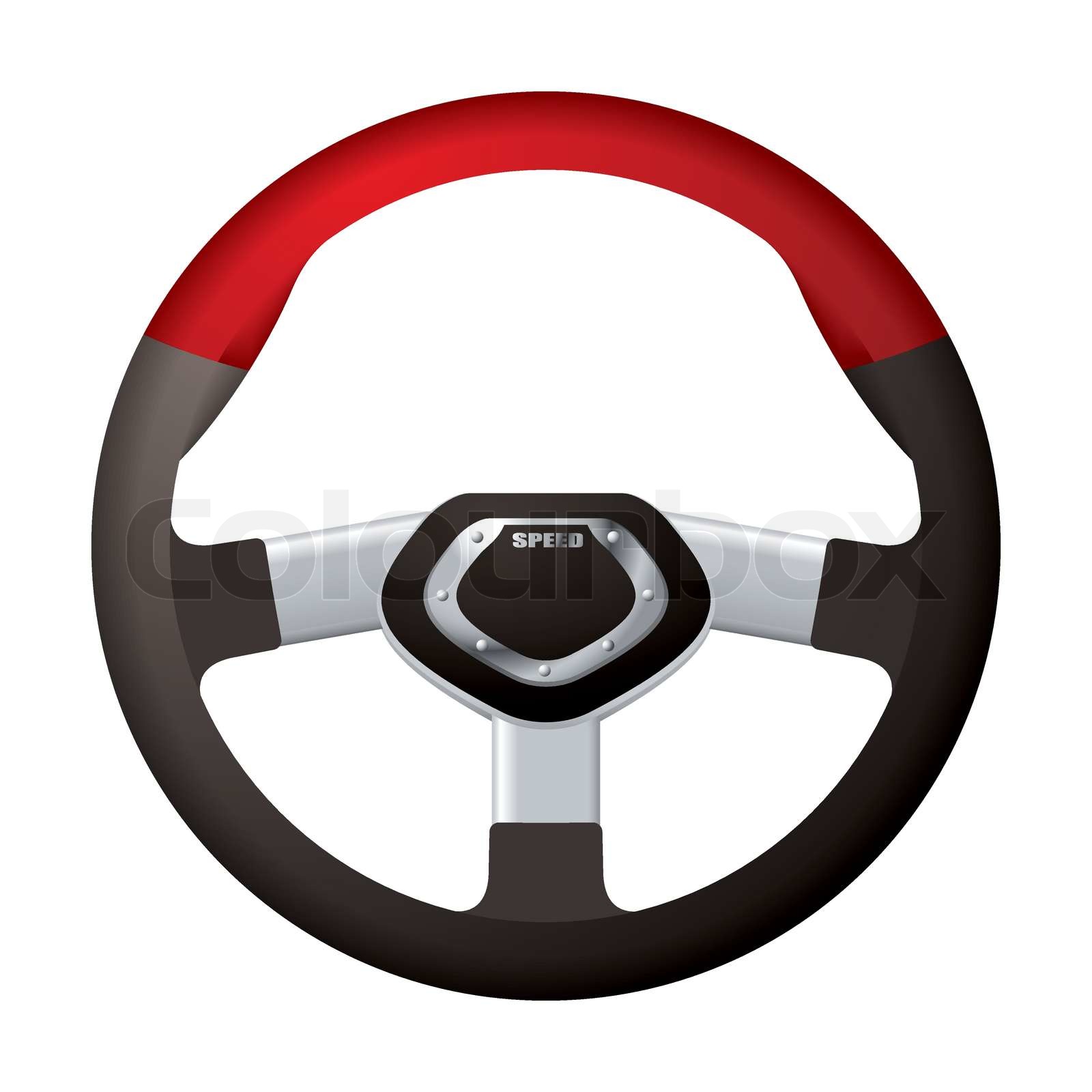 Red and black sports steering wheel with metal chrome detail | Stock ...