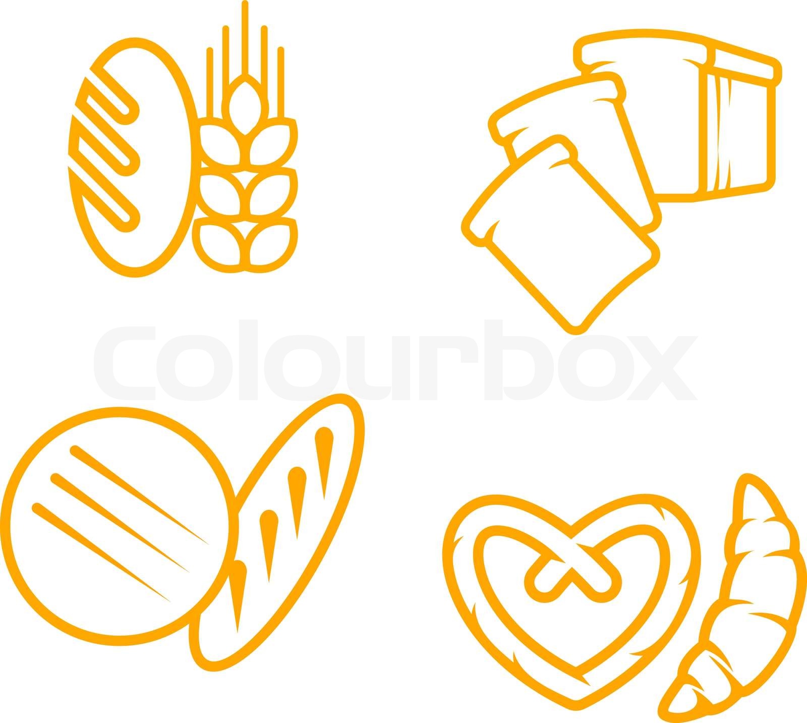 Set von Brot und Backwaren Symbole für design | Stock-Vektor | Colourbox