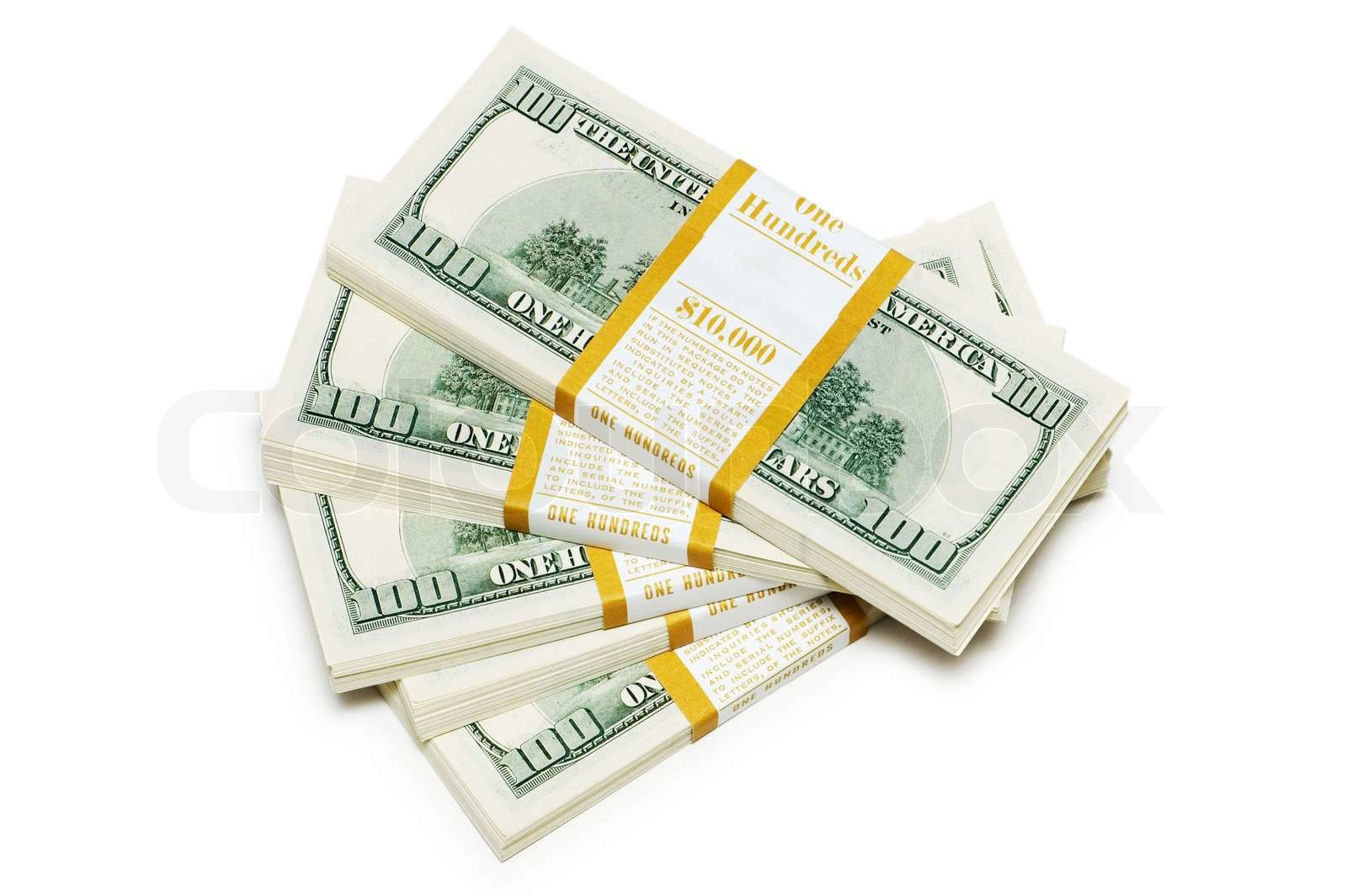 Ti tusind dollar stakke på den hvide | Stock foto | Colourbox