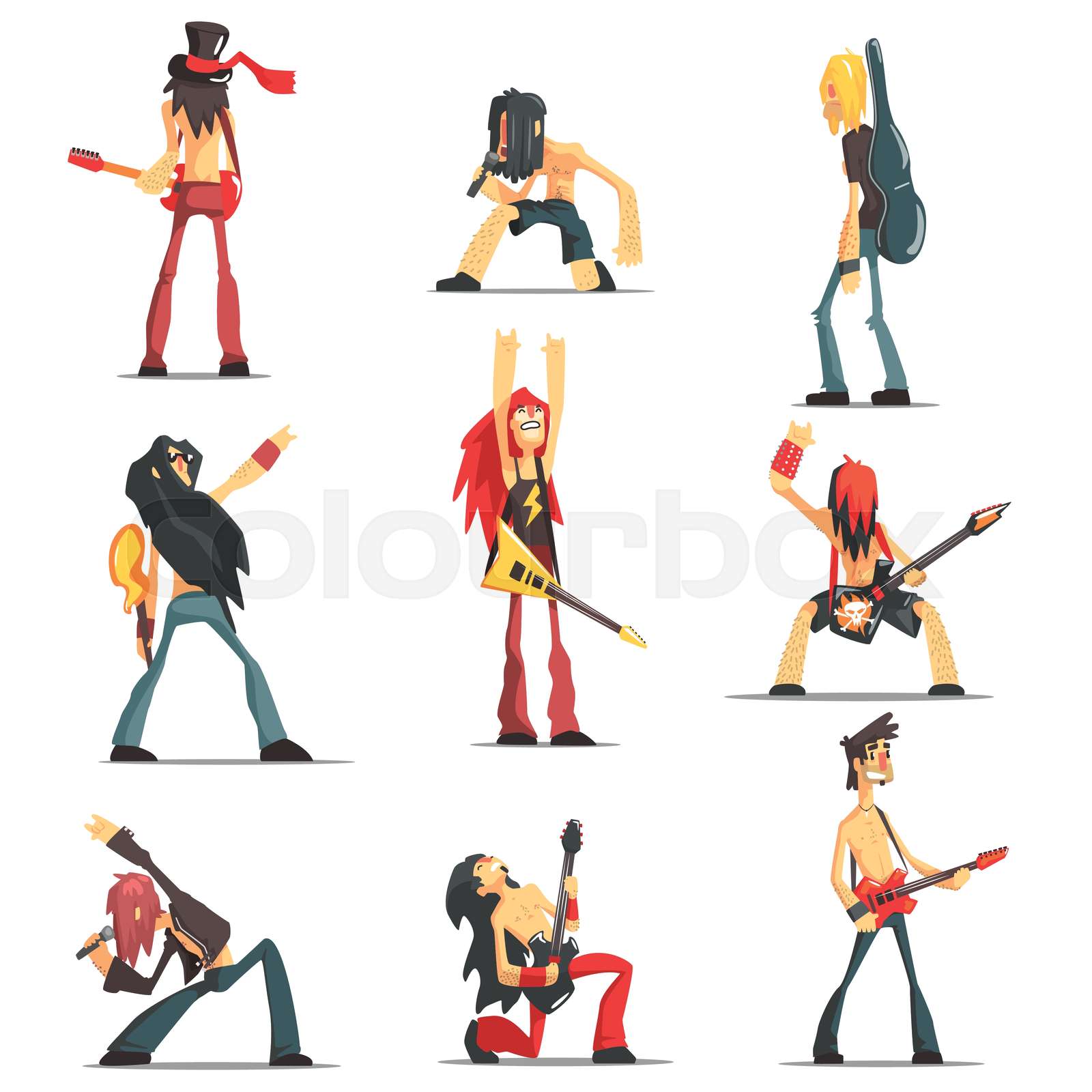 Rock Band Members Funny Characters Set | Stock vector | Colourbox