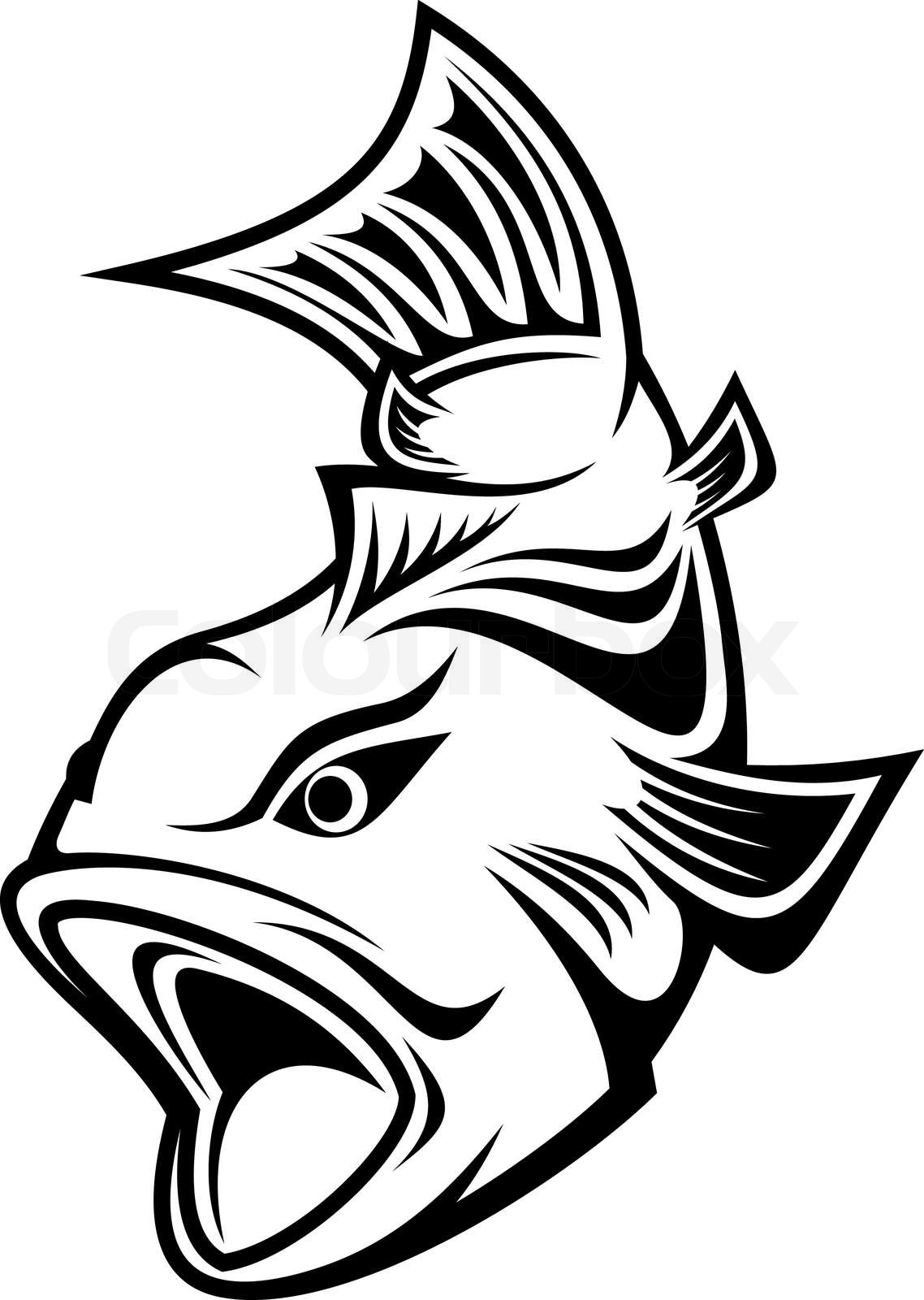 Fish as a fishing symbol isolated on white | Stock vector | Colourbox