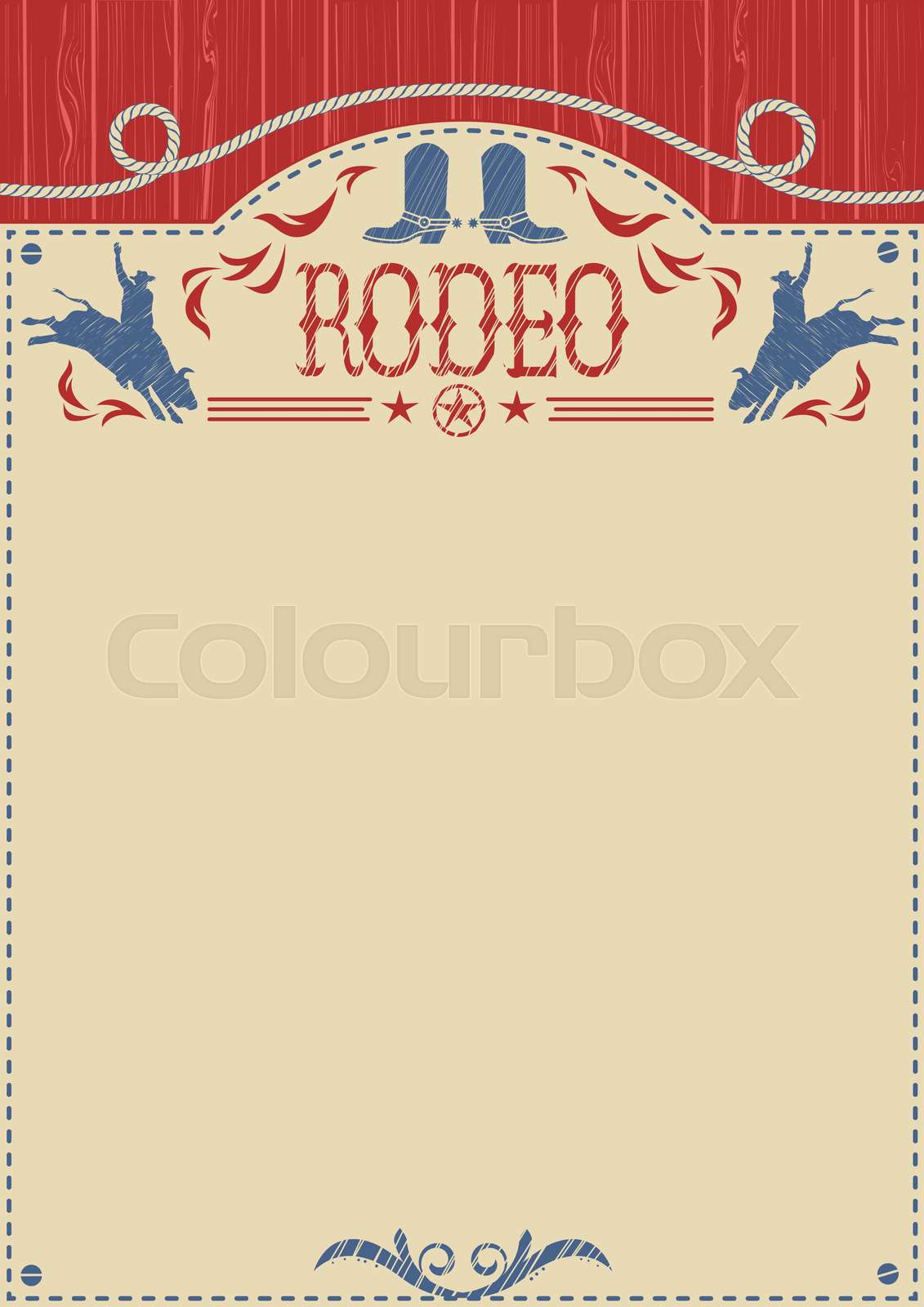 American cowboy rodeo poster for text.Cowboy riding wild bull | Stock ...