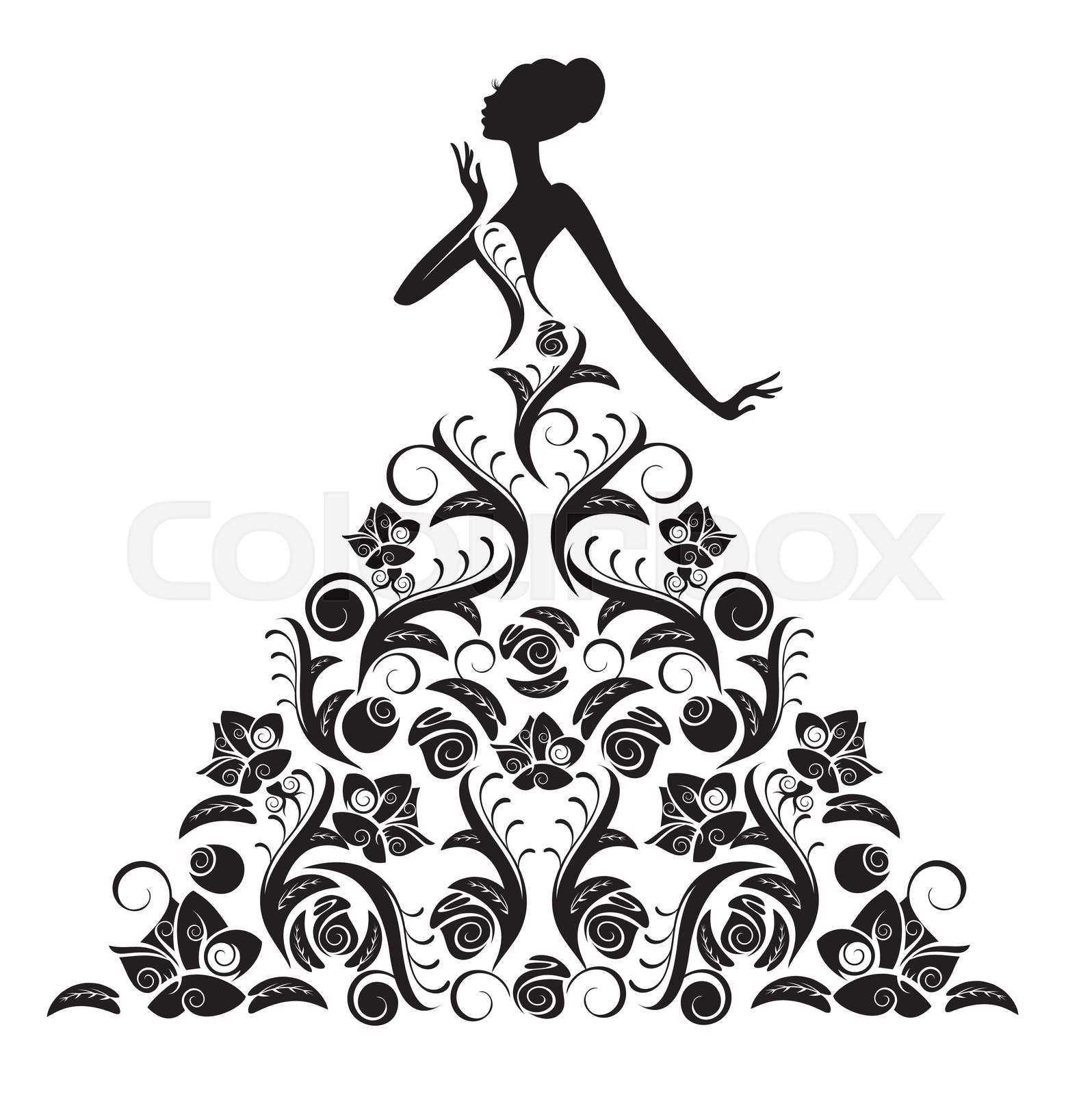 Beauty girl in floral dress | Stock vector | Colourbox