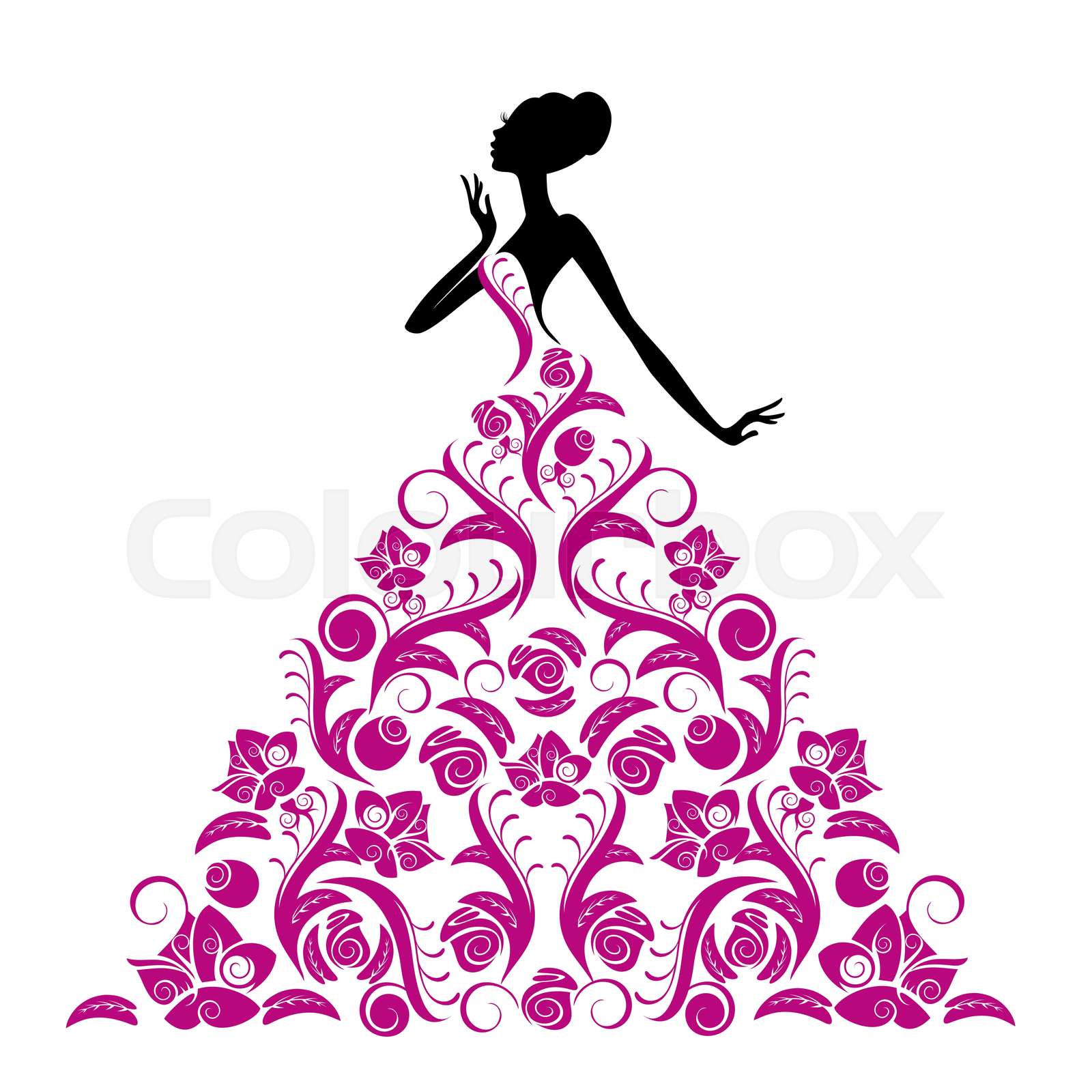 Beauty girl in floral dress | Stock vector | Colourbox