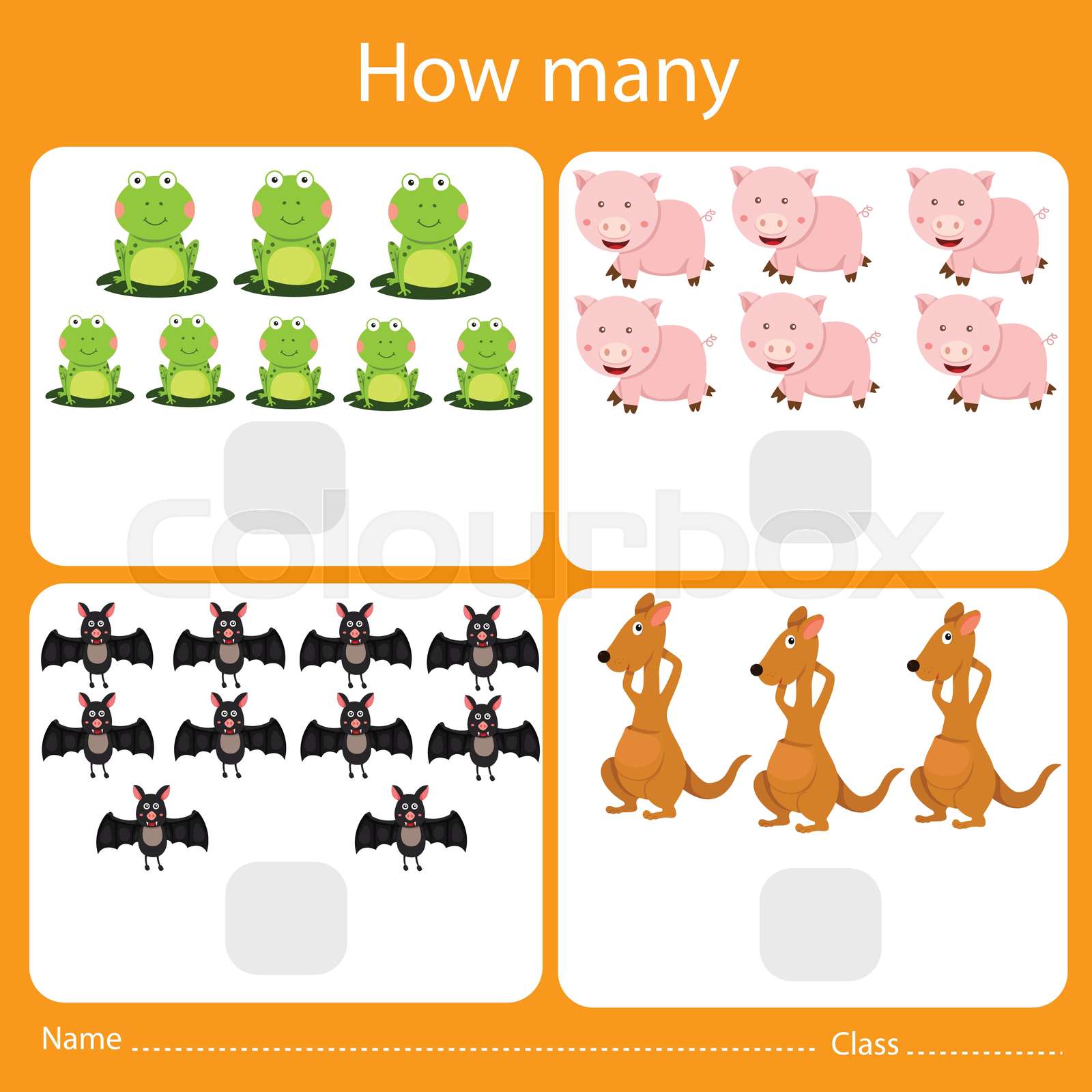 Illustrator of counting how many animal | Stock vector | Colourbox