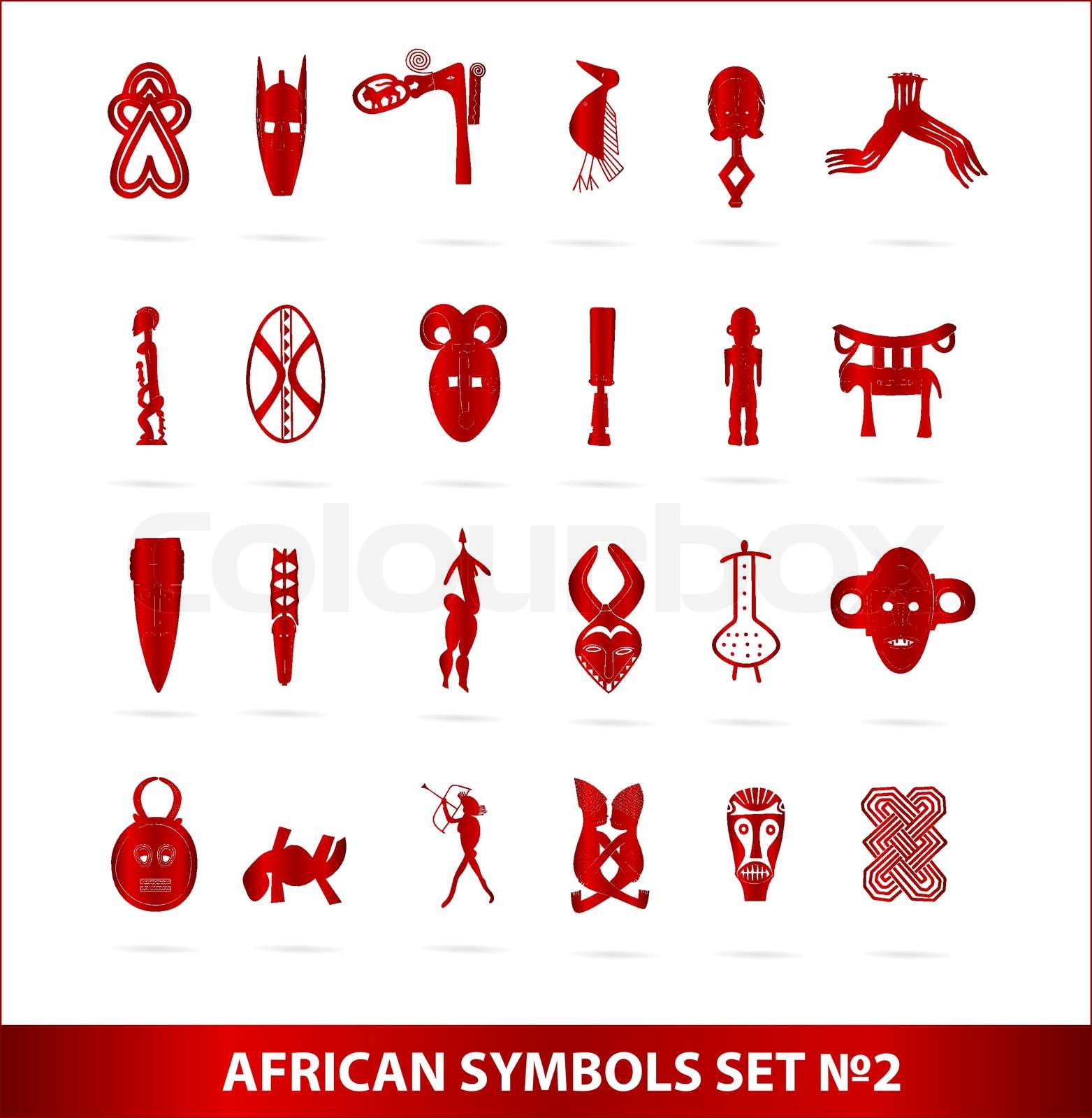gud african symboler indstillet vektor isoleret rød farve | Stock vektor | Colourbox