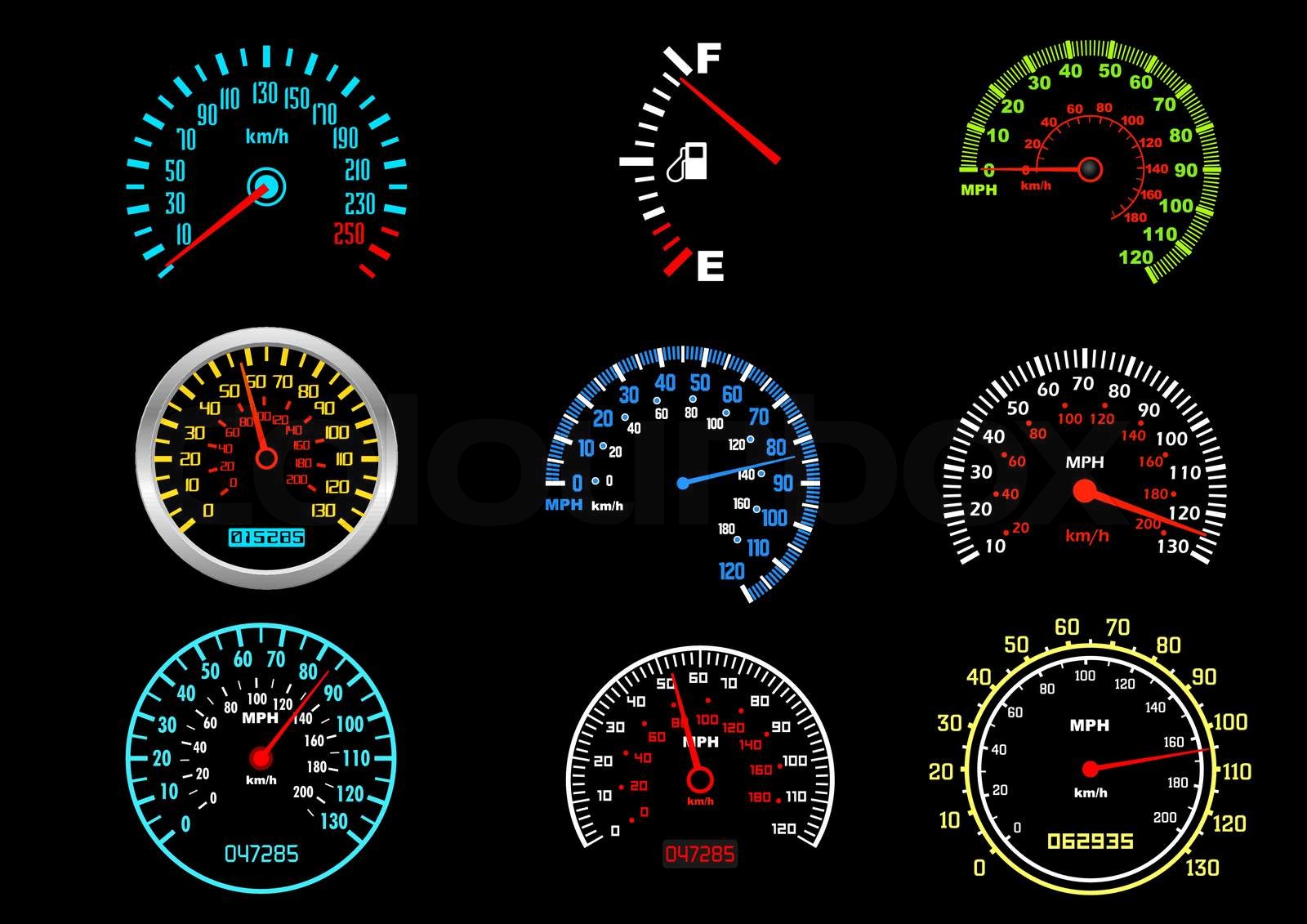 Set von Auto Geschwindigkeitsmesser von Racing-Design | Stock-Vektor ...