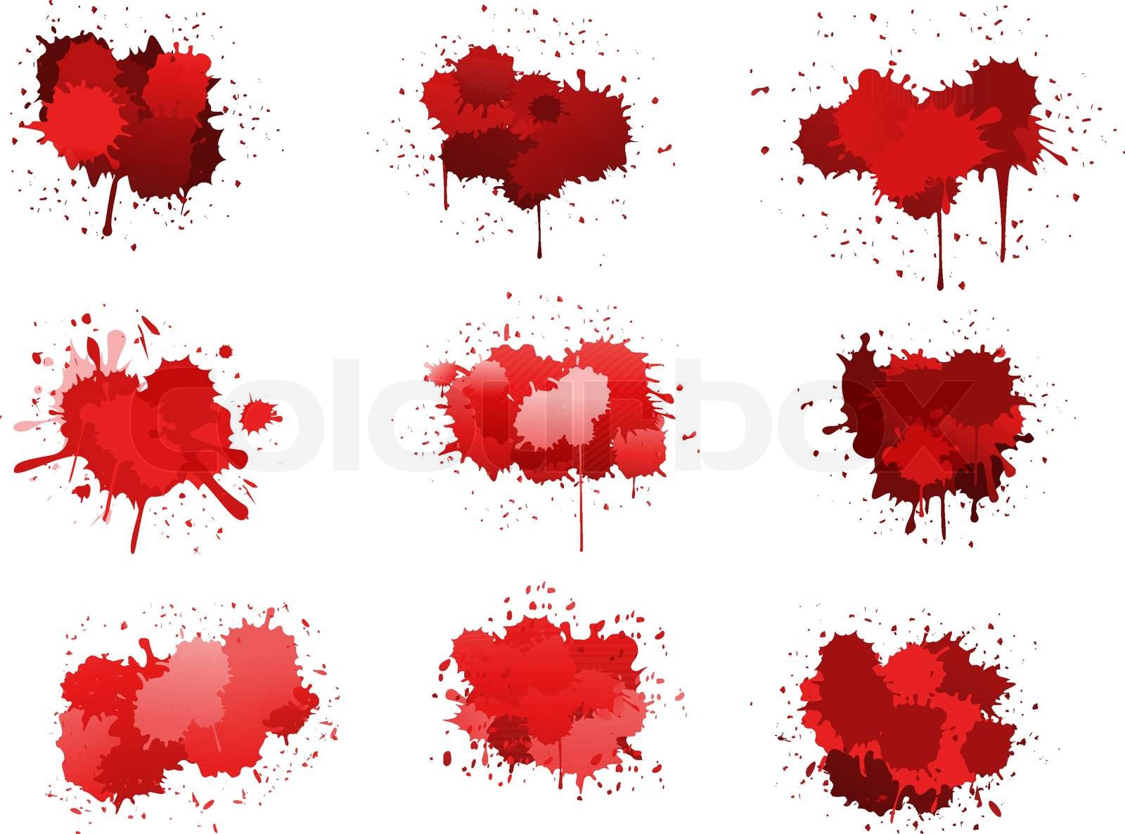 Red ink blobs isolated on white for design | Stock vector | Colourbox