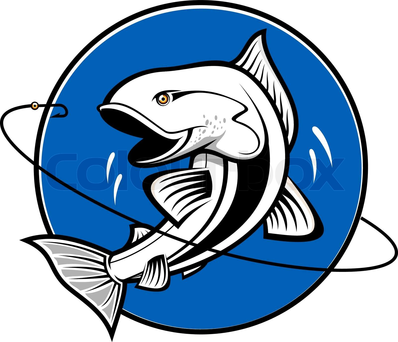 Fisk som fiskeri symbol isoleret på hvidt | Stock vektor | Colourbox