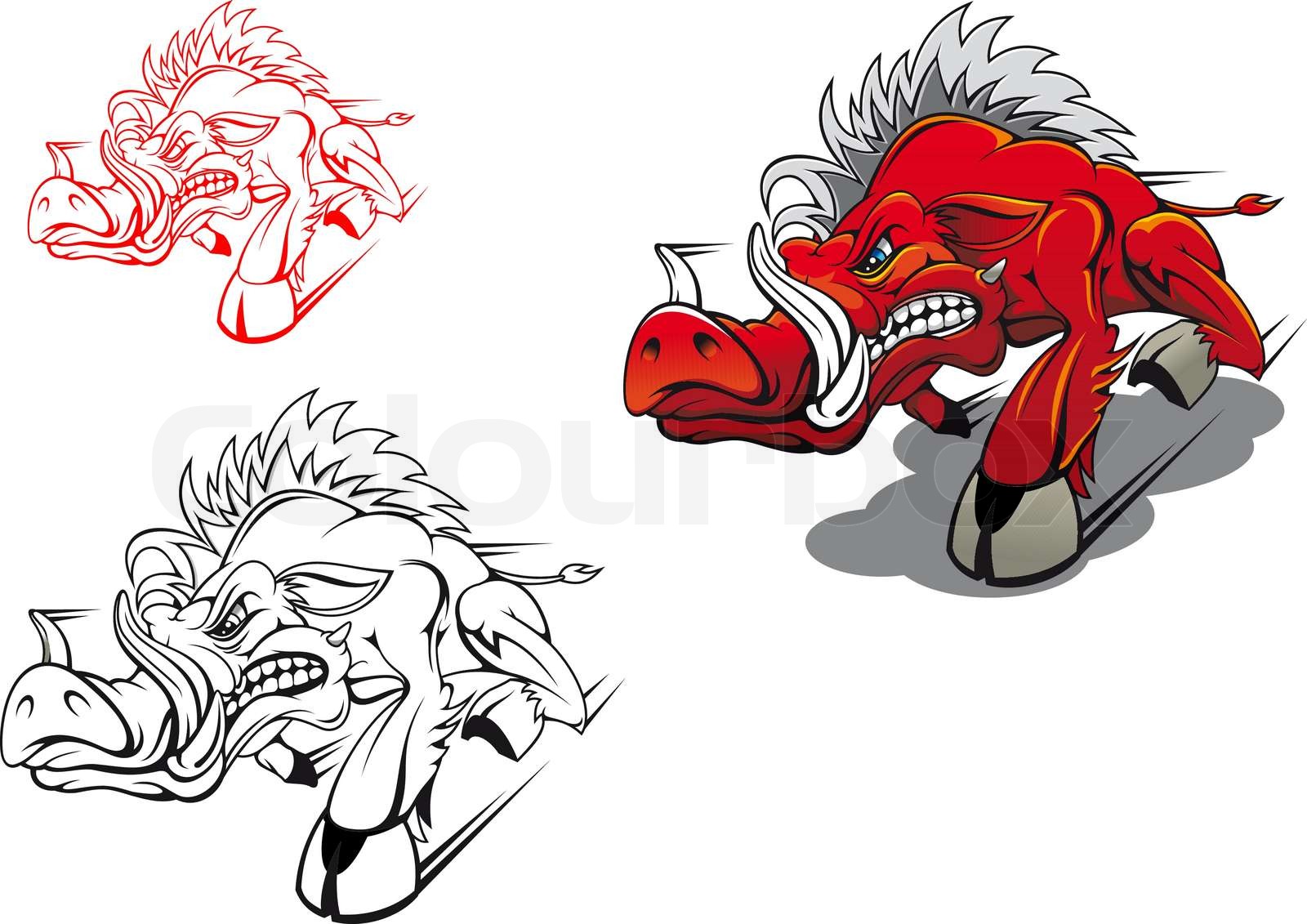 Wild running boar as a tattoo or mascot | Stock vector | Colourbox