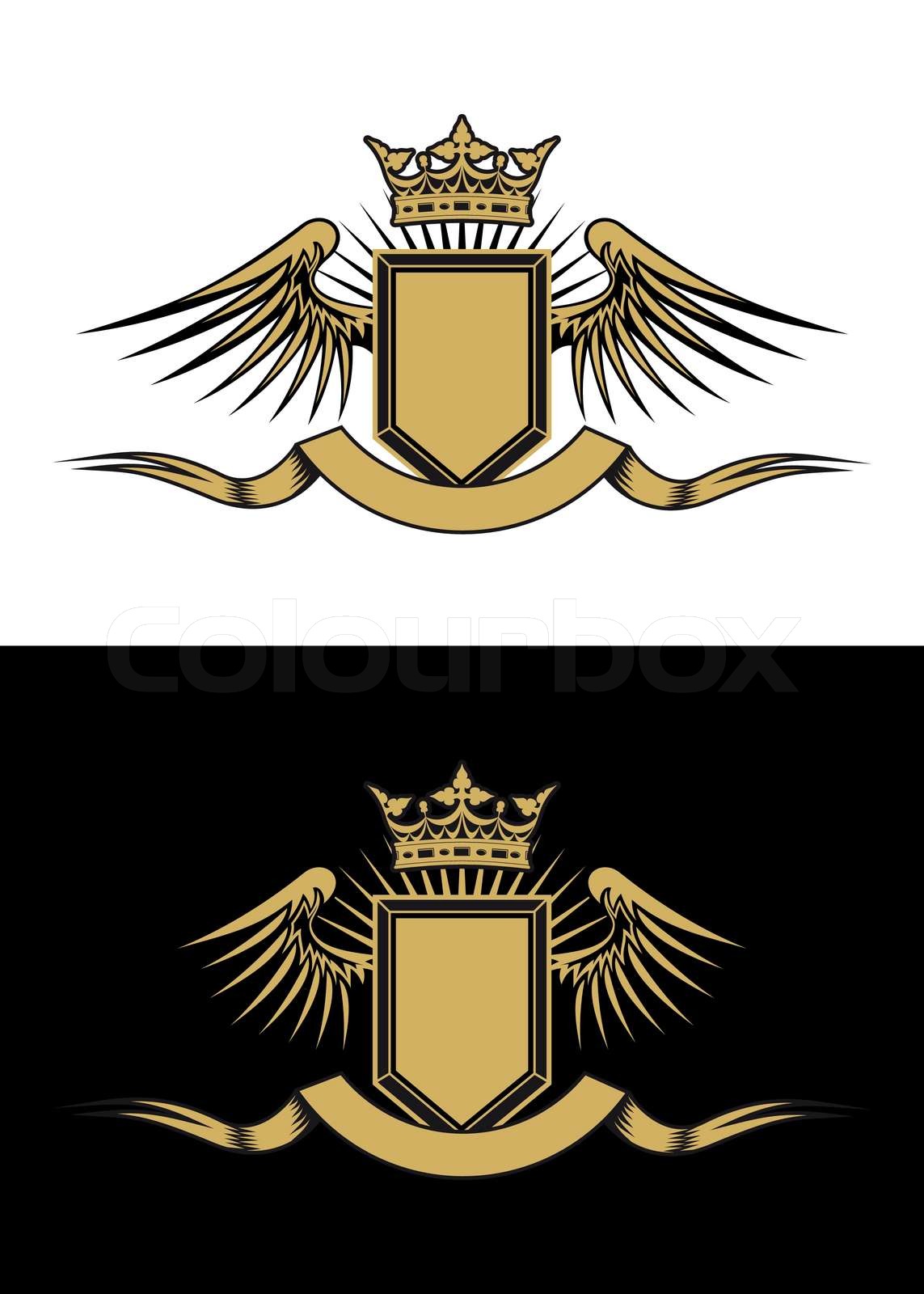 Heraldry elements with wings and ribbons for design | Stock vector ...