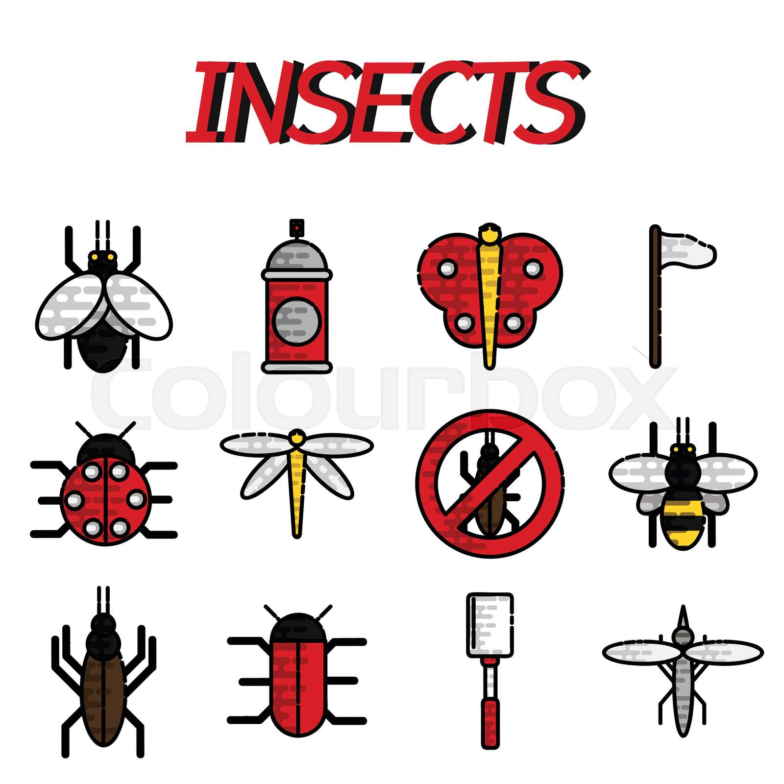 Insects flat icons set | Stock vector | Colourbox