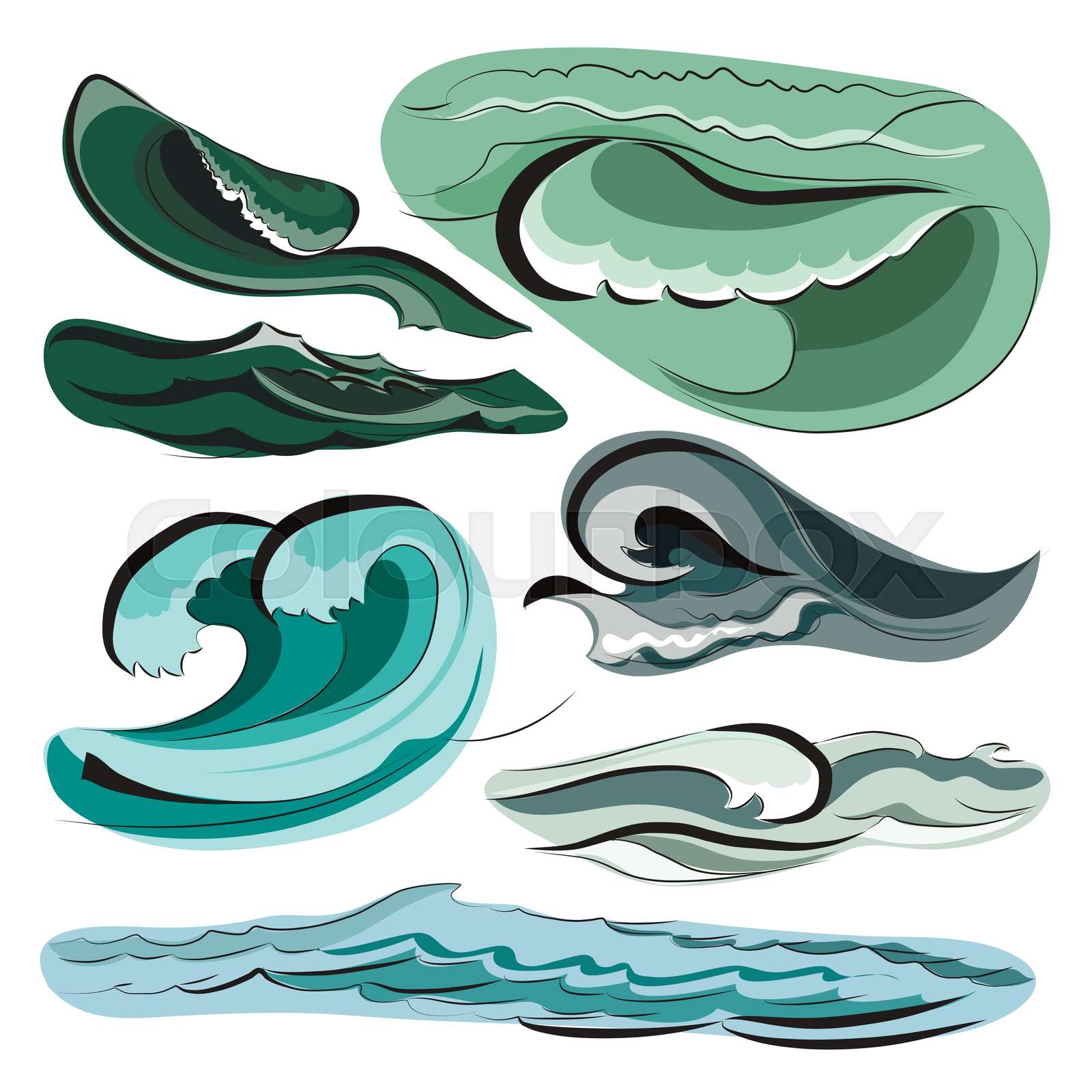 Ocean and sea waves set | Stock vector | Colourbox