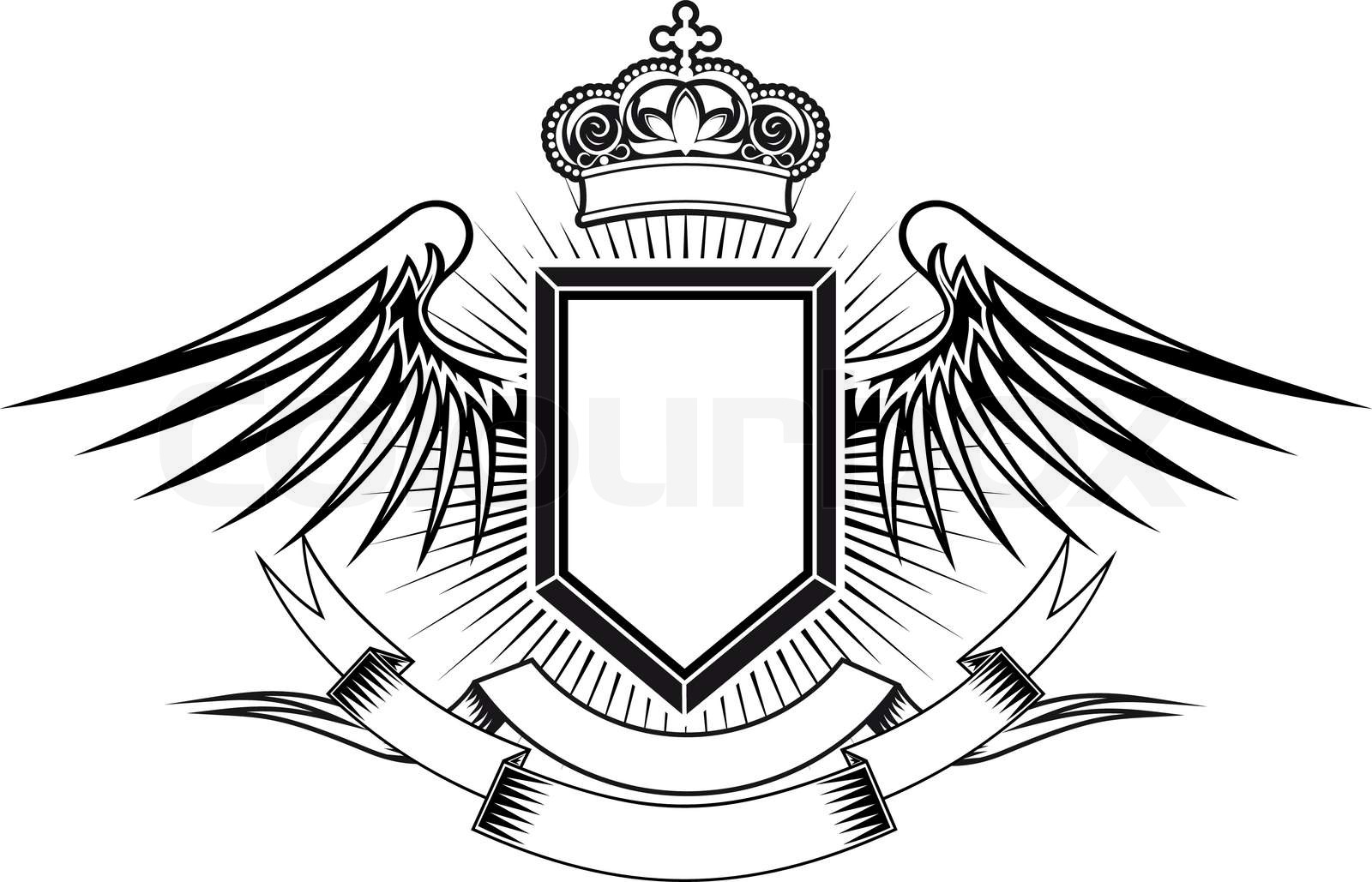Heraldry elements with wings and ribbons for design | Stock vector ...
