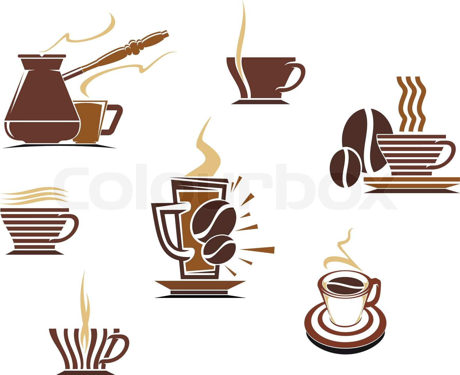 Coffee and tea symbols and icons for food design | Stock vector | Colourbox
