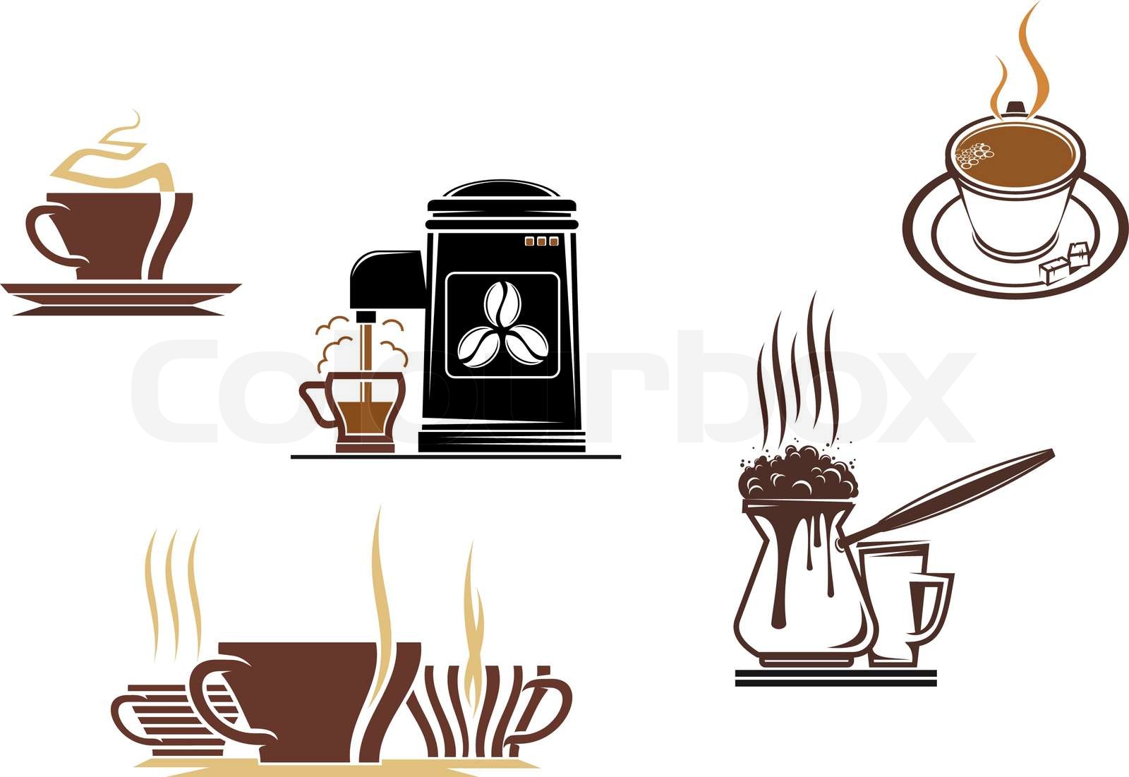 Coffee and tea symbols and icons for food design | Stock vector | Colourbox