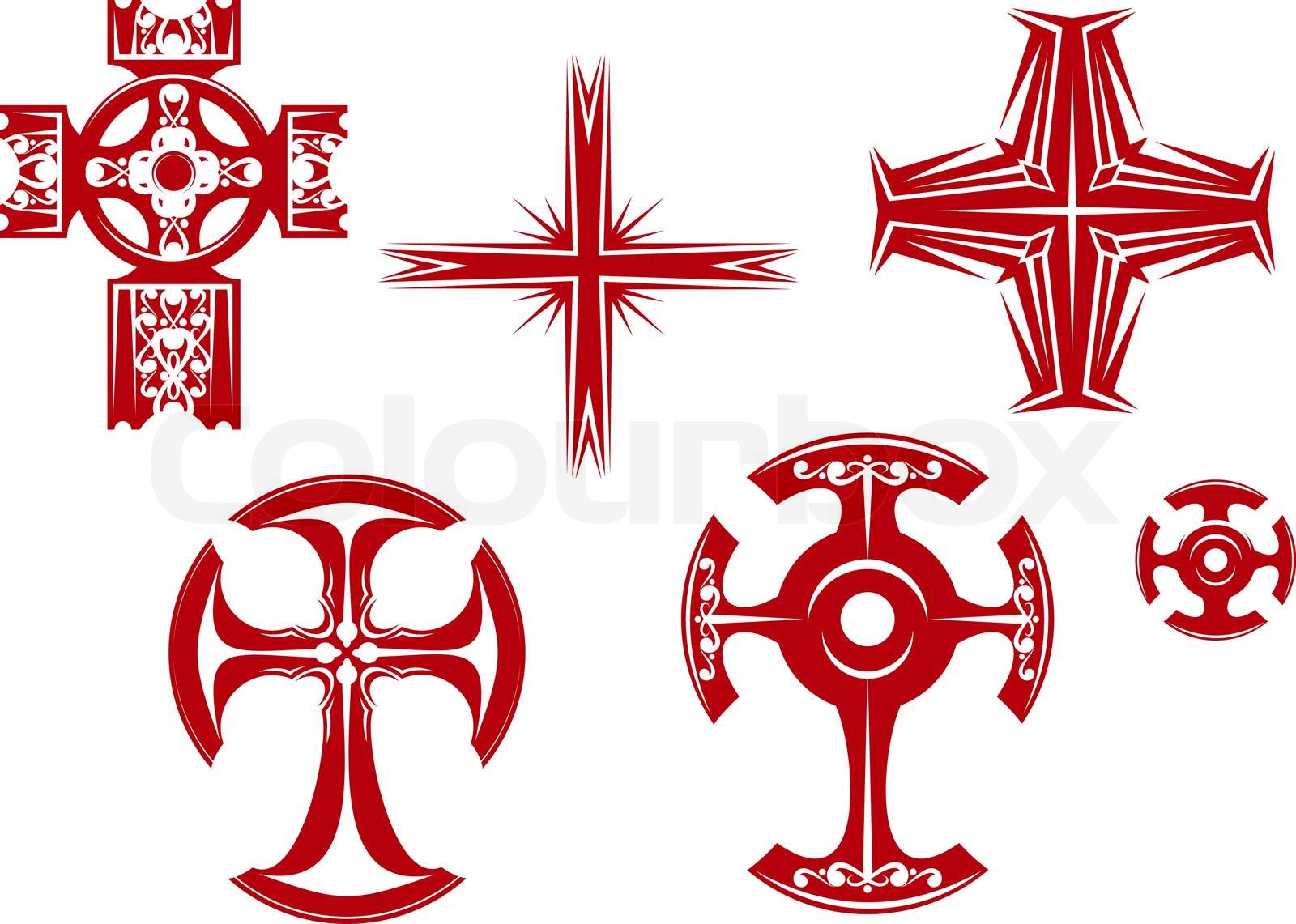 Sæt med religiøse kors og ikoner for religion design | Stock vektor ...