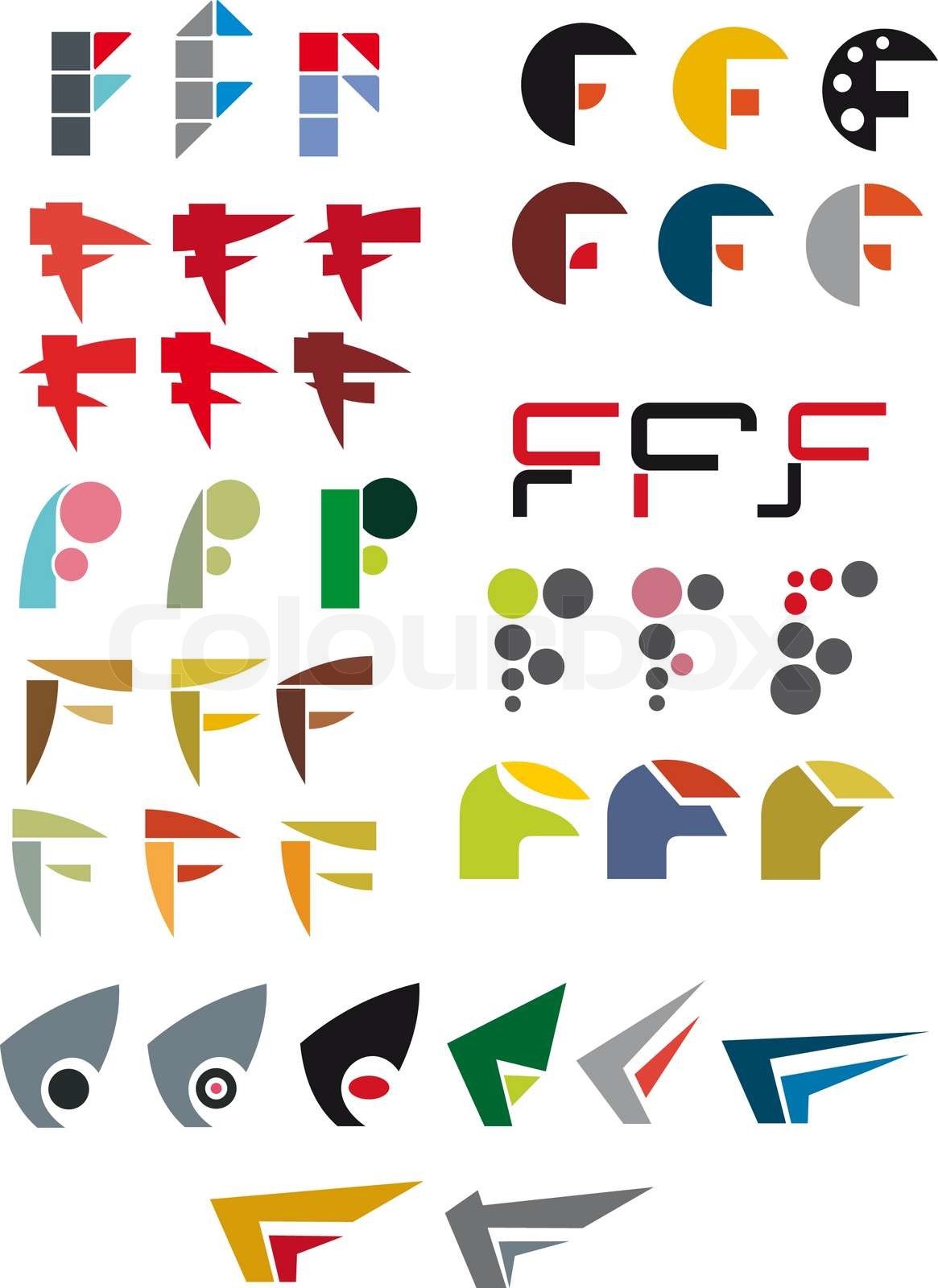 Set of alphabet symbols and elements of letter F | Stock vector | Colourbox