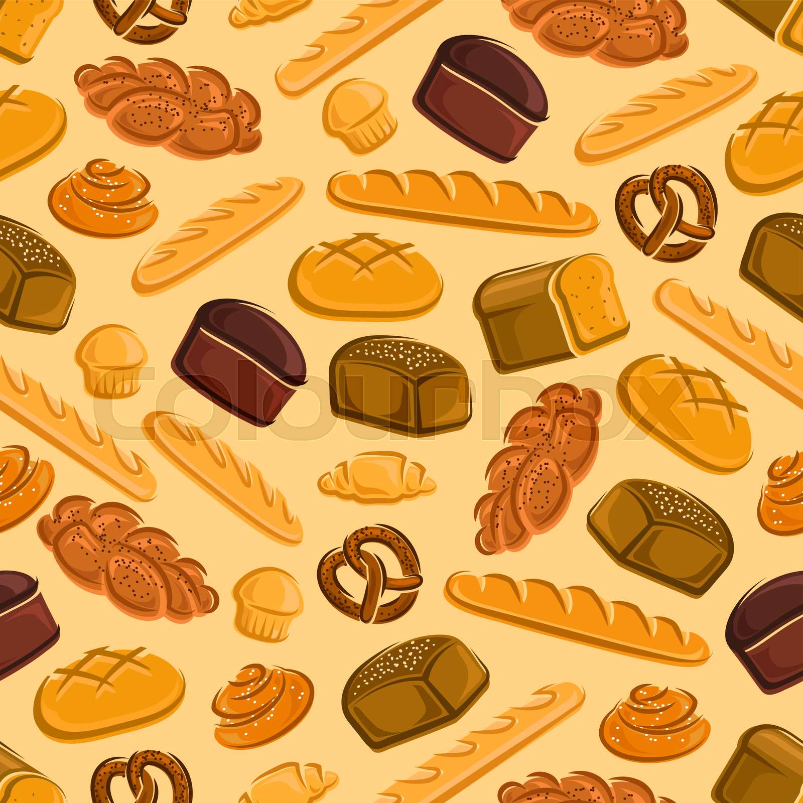 Bread and pastries seamless pattern | Stock vector | Colourbox