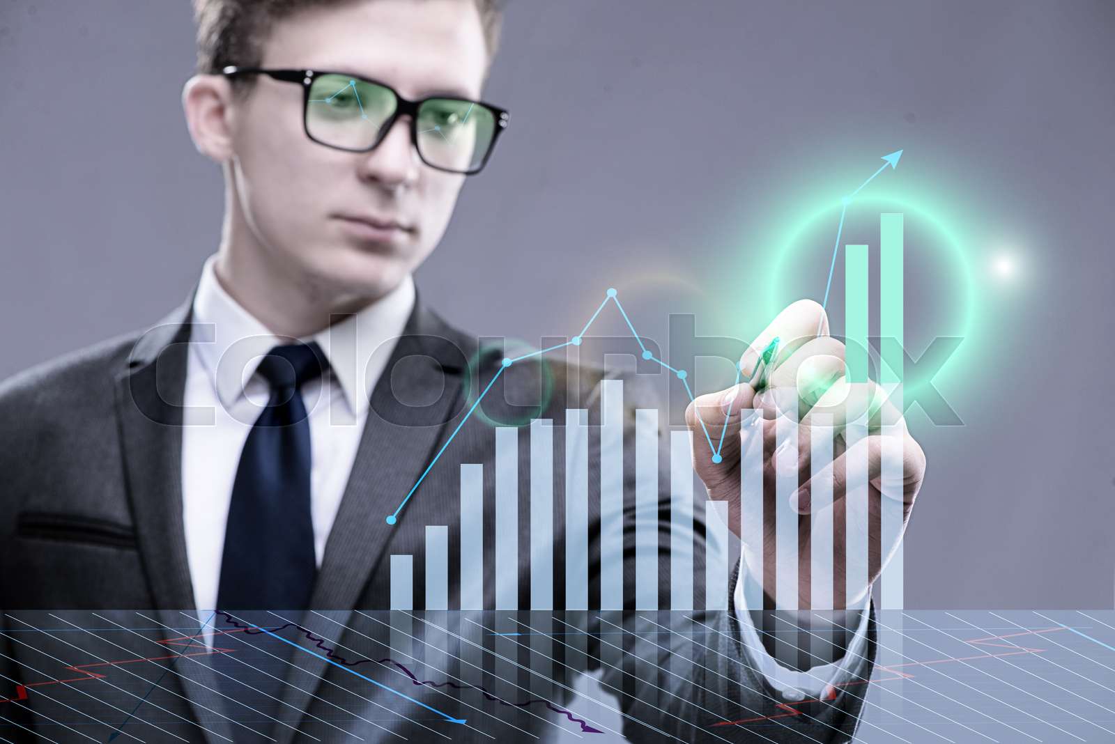 Businessman in business concept with chart | Stock image | Colourbox